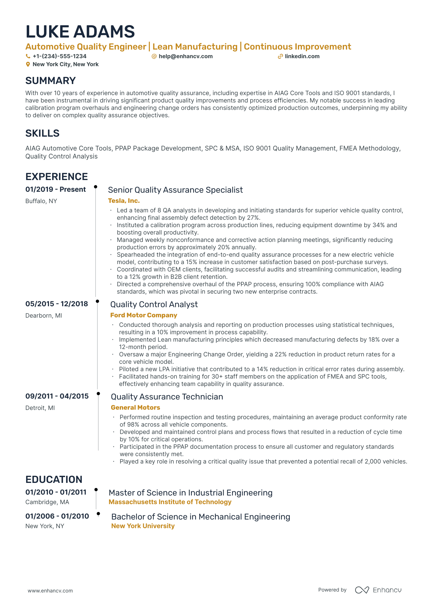 10 Automotive Engineering Resume Examples & Guide for 2026