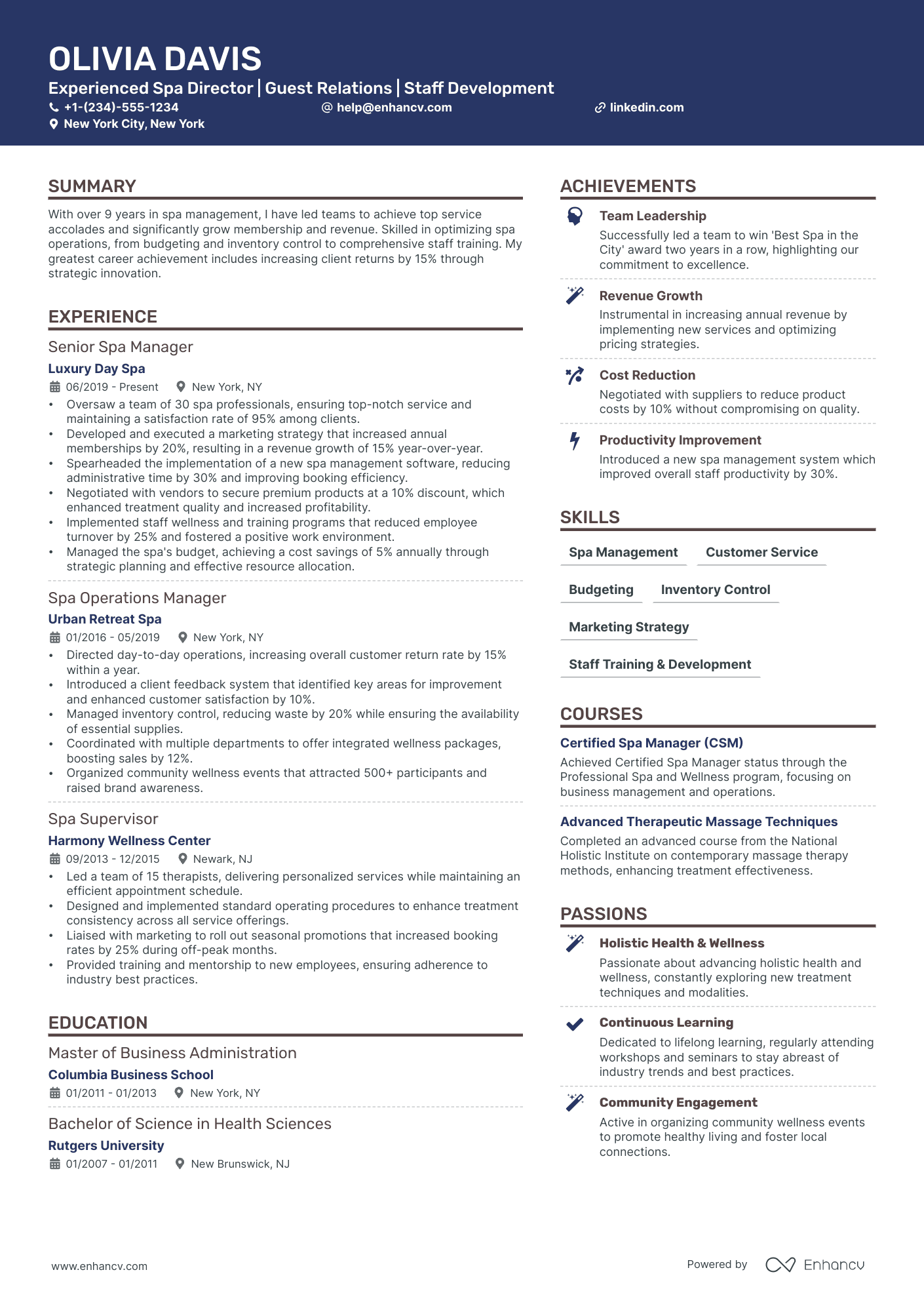 5 Spa Director Resume Examples & Guide for 2024