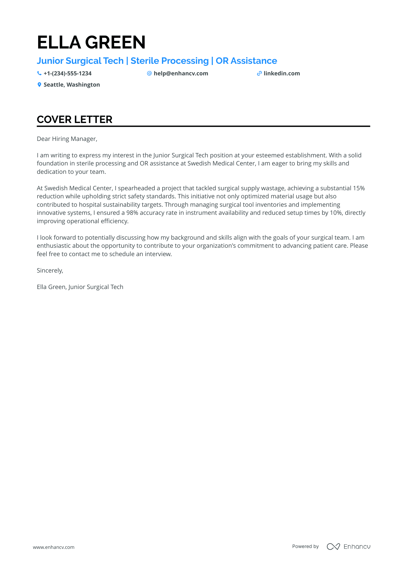 5 Professional Surgical Tech Cover Letter Examples and Template for ...