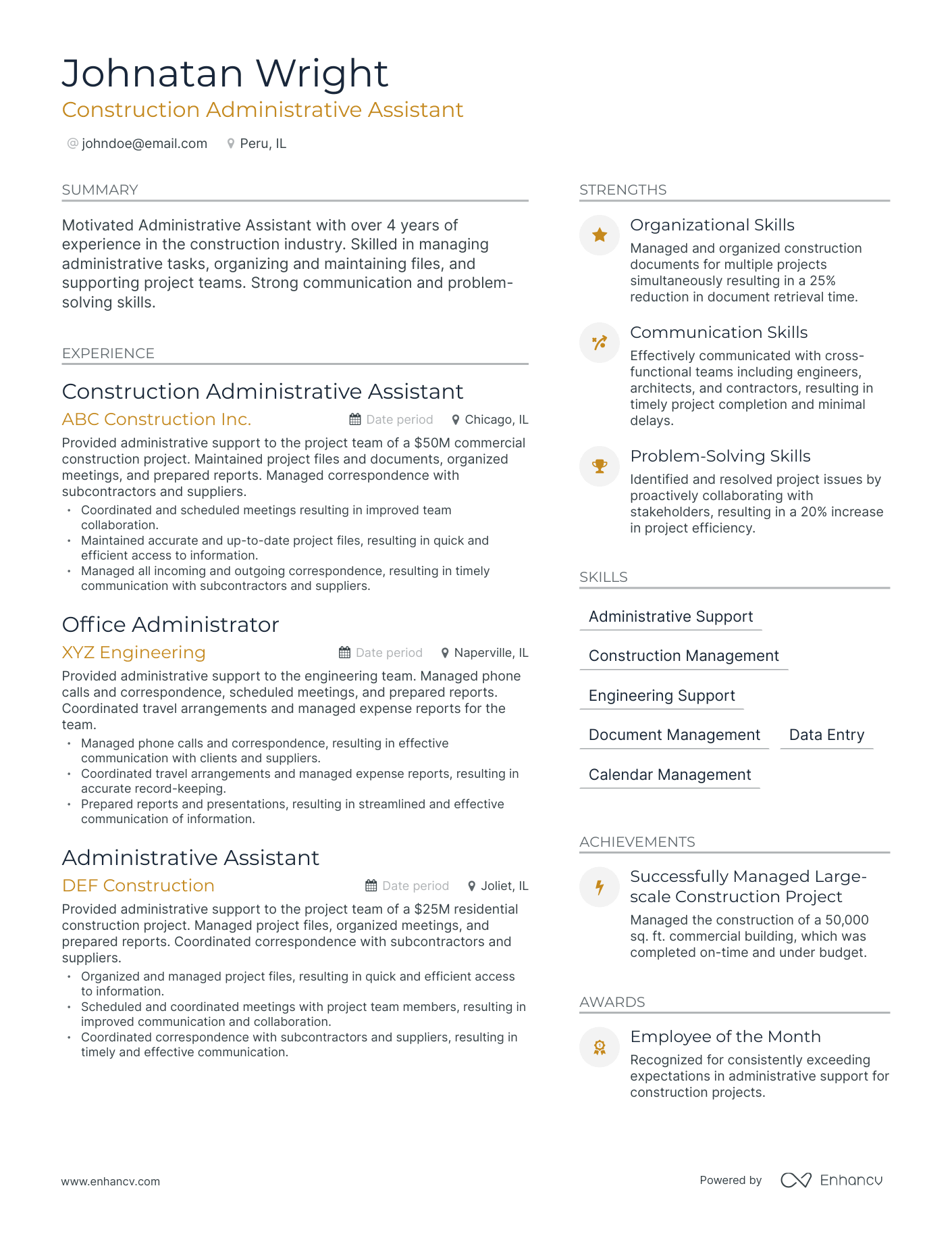 5 Construction Administrative Assistant Resume Examples & Guide for 2024