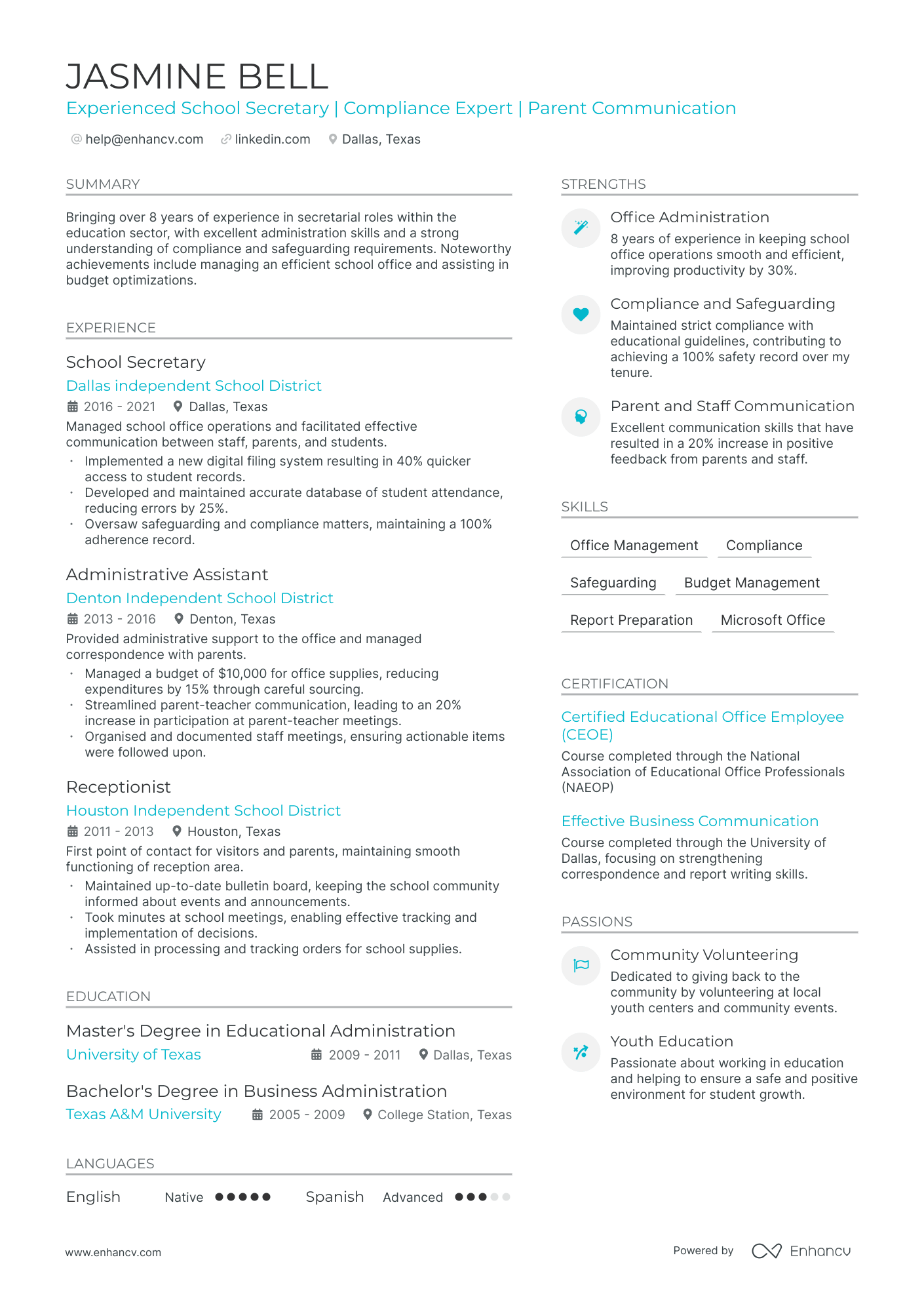5 School Secretary Resume Examples & Guide for 2024