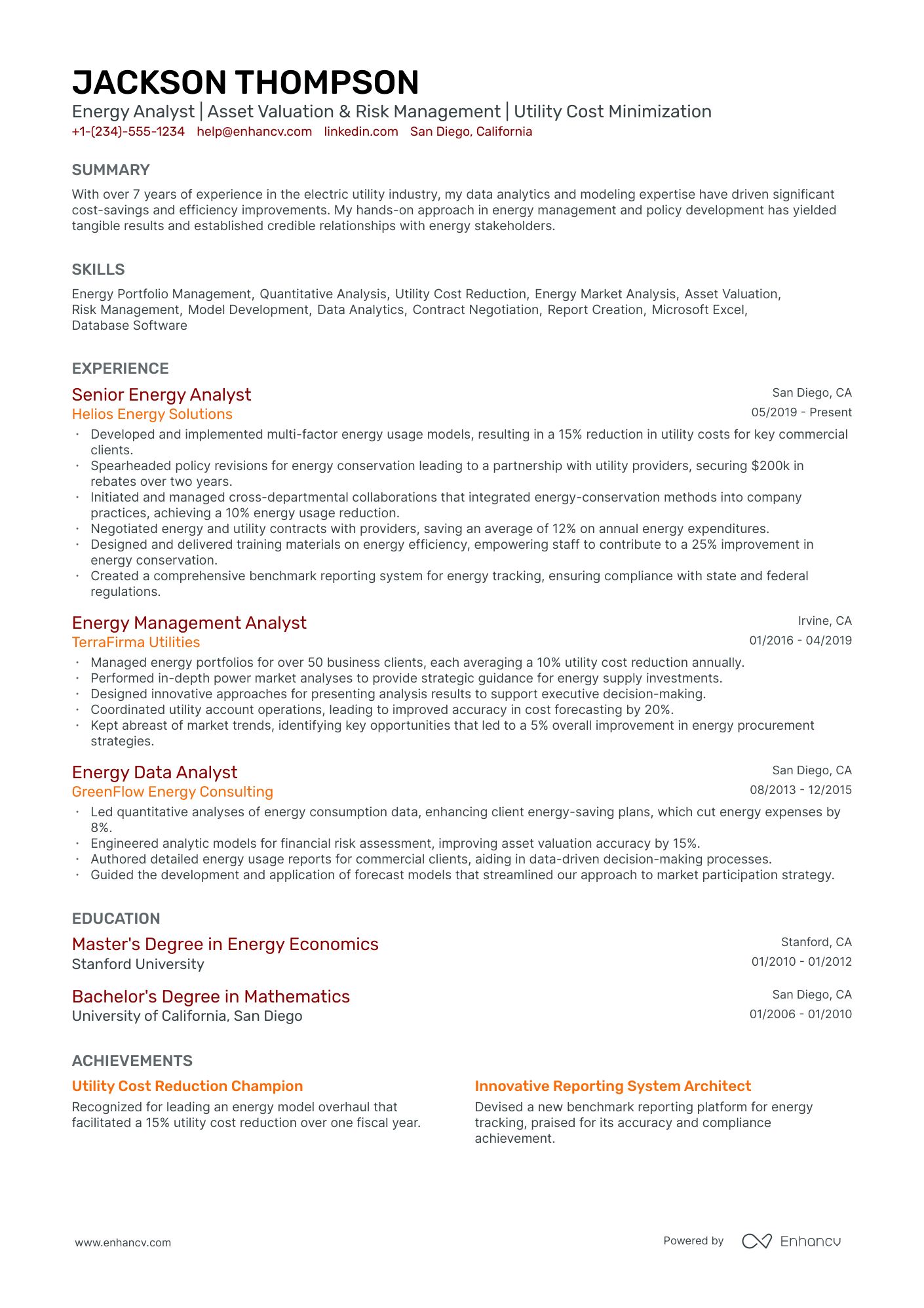 5 Energy Manager Resume Examples & Guide for 2024