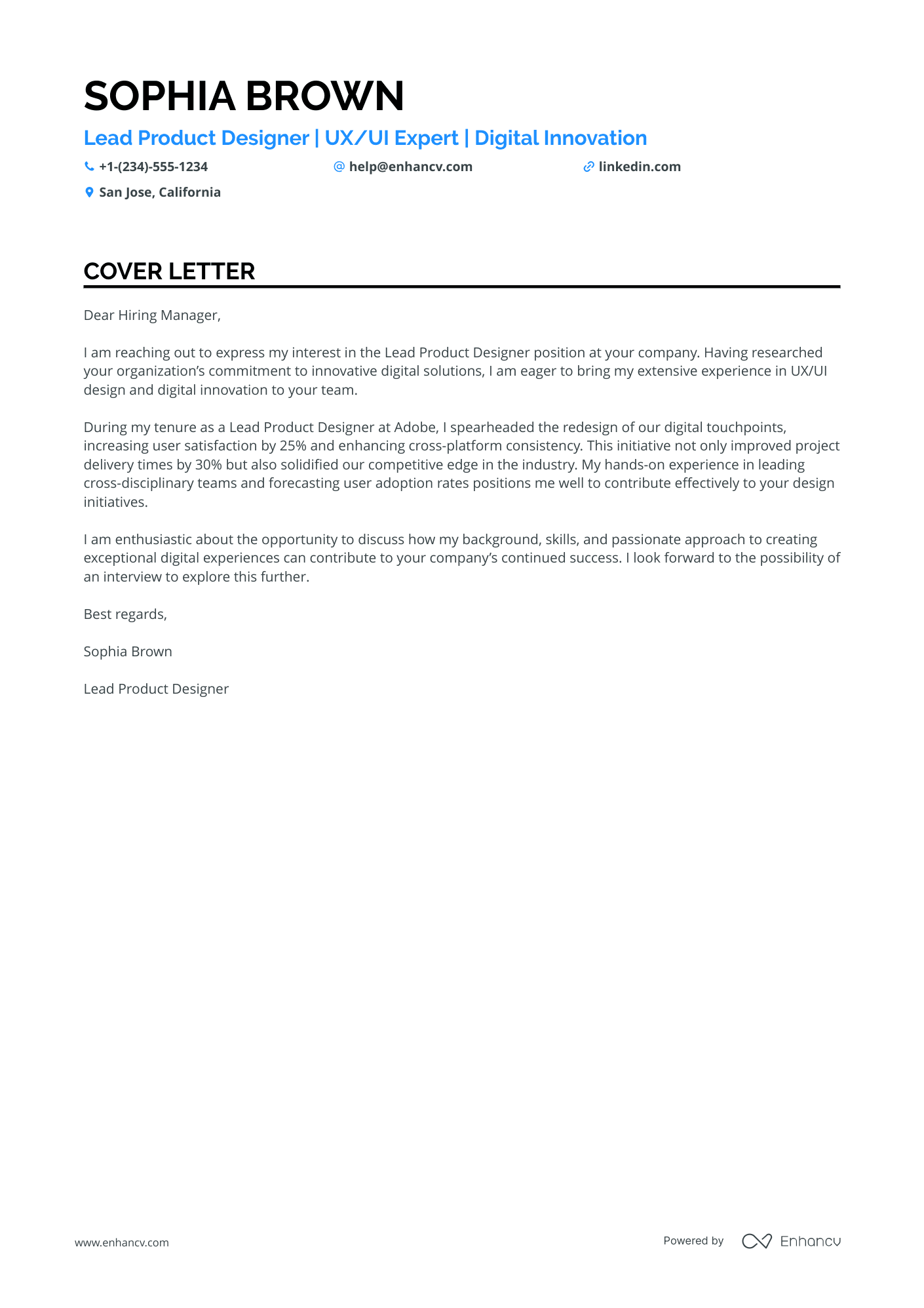 5 Professional Product Designer Cover Letter Examples and Template for ...