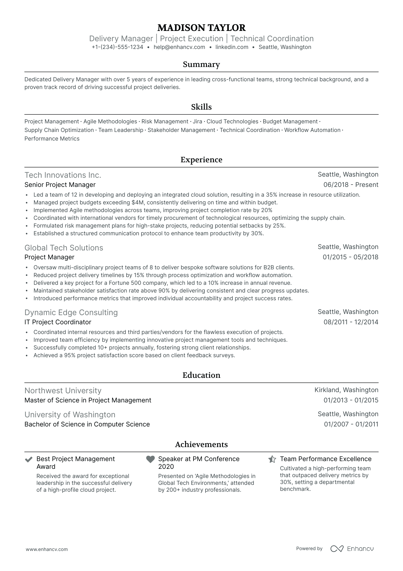 5 Delivery Manager Resume Examples & Guide for 2024