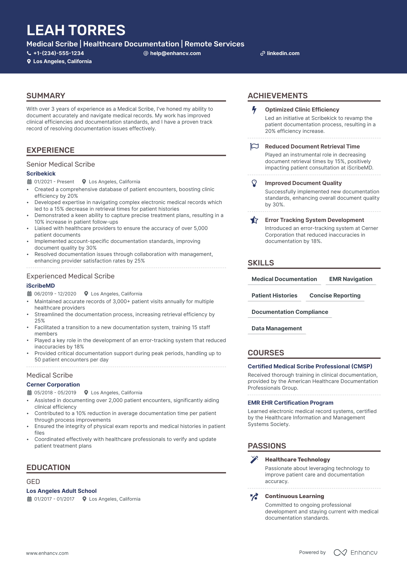 5 Medical Scribe Resume Examples & Guide for 2024
