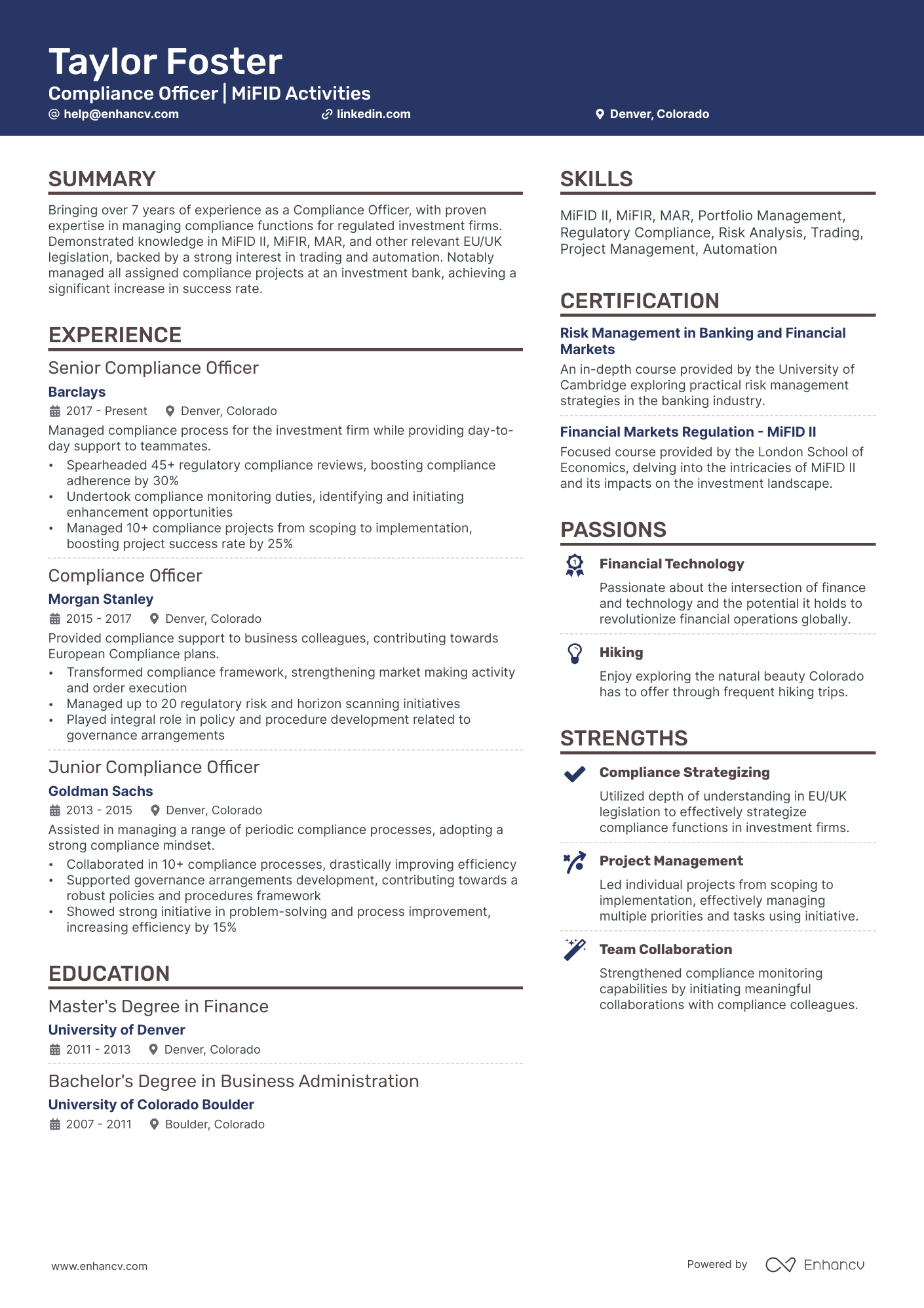 10 Compliance Officer Resume Examples & Guide for 2025