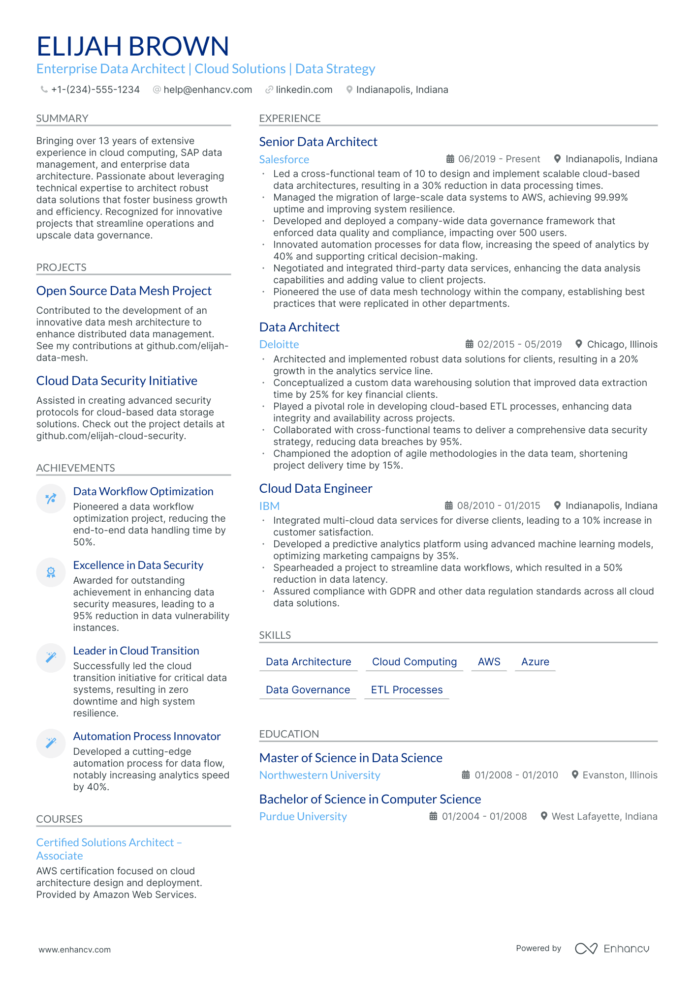 5 Enterprise Data Architect Resume Examples & Guide for 2024