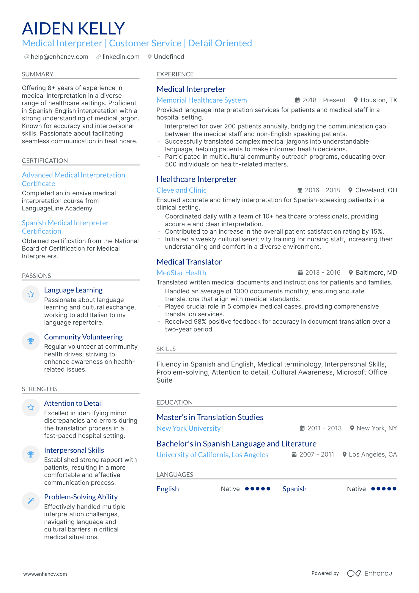 10 Medical Interpreter Resume Examples & Guide for 2026