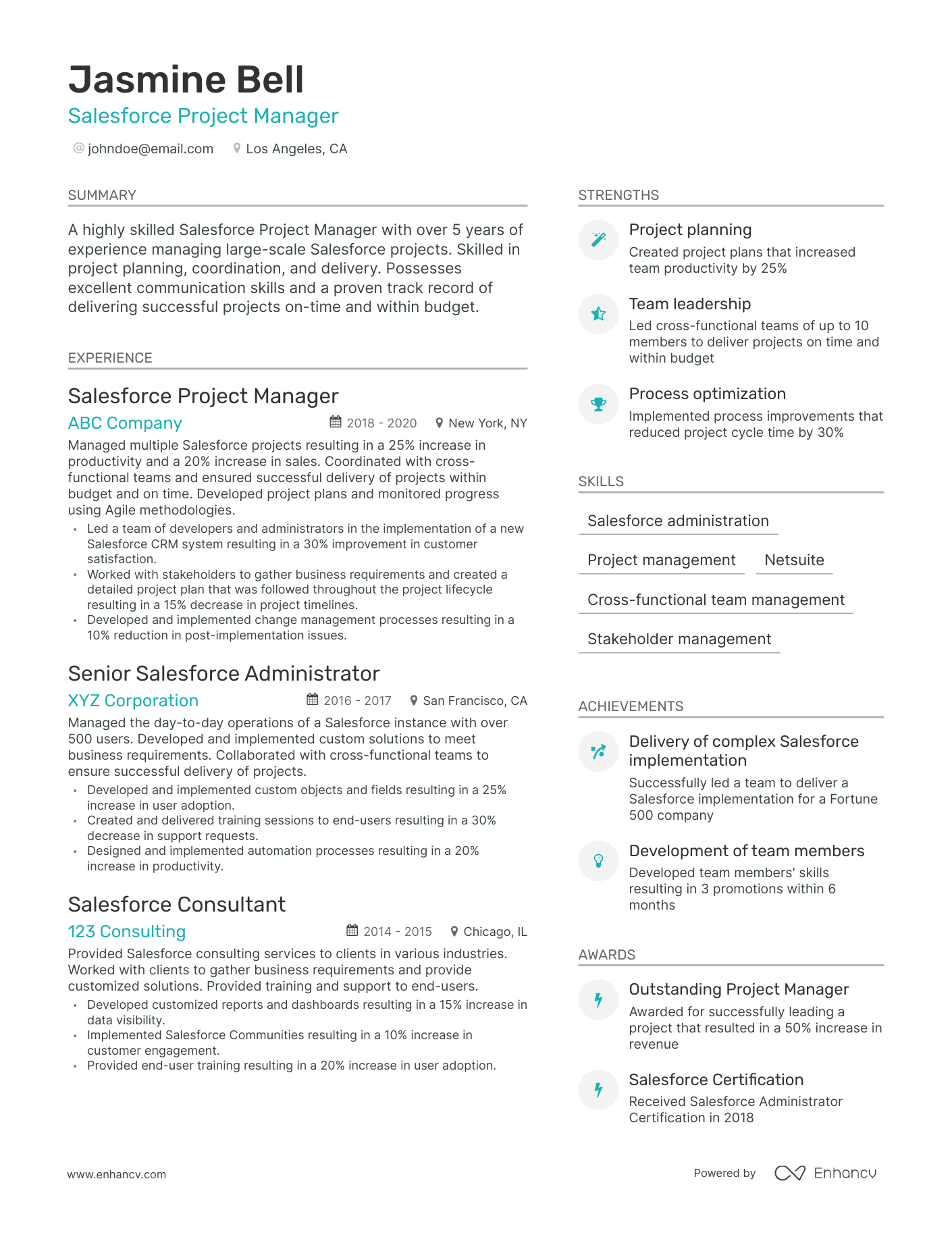 5 Salesforce Project Manager Resume Examples & Guide for 2024
