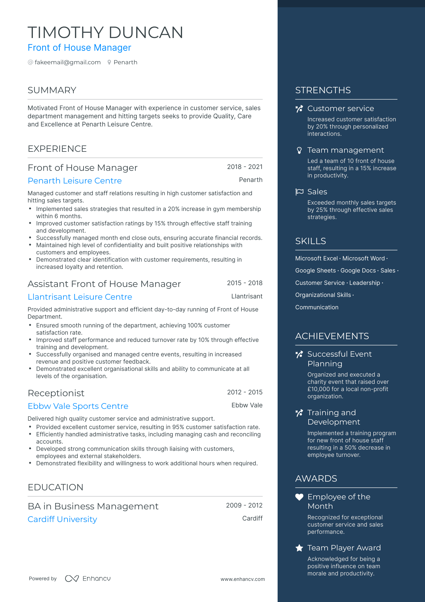 5 Front of House Manager Resume Examples & Guide for 2023