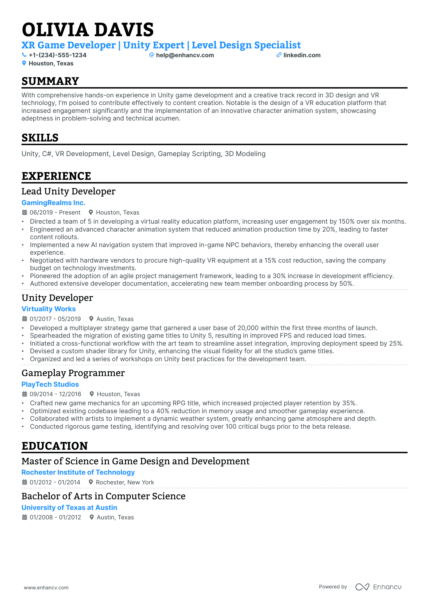 10 Game Developer Resume Examples & Guide for 2026