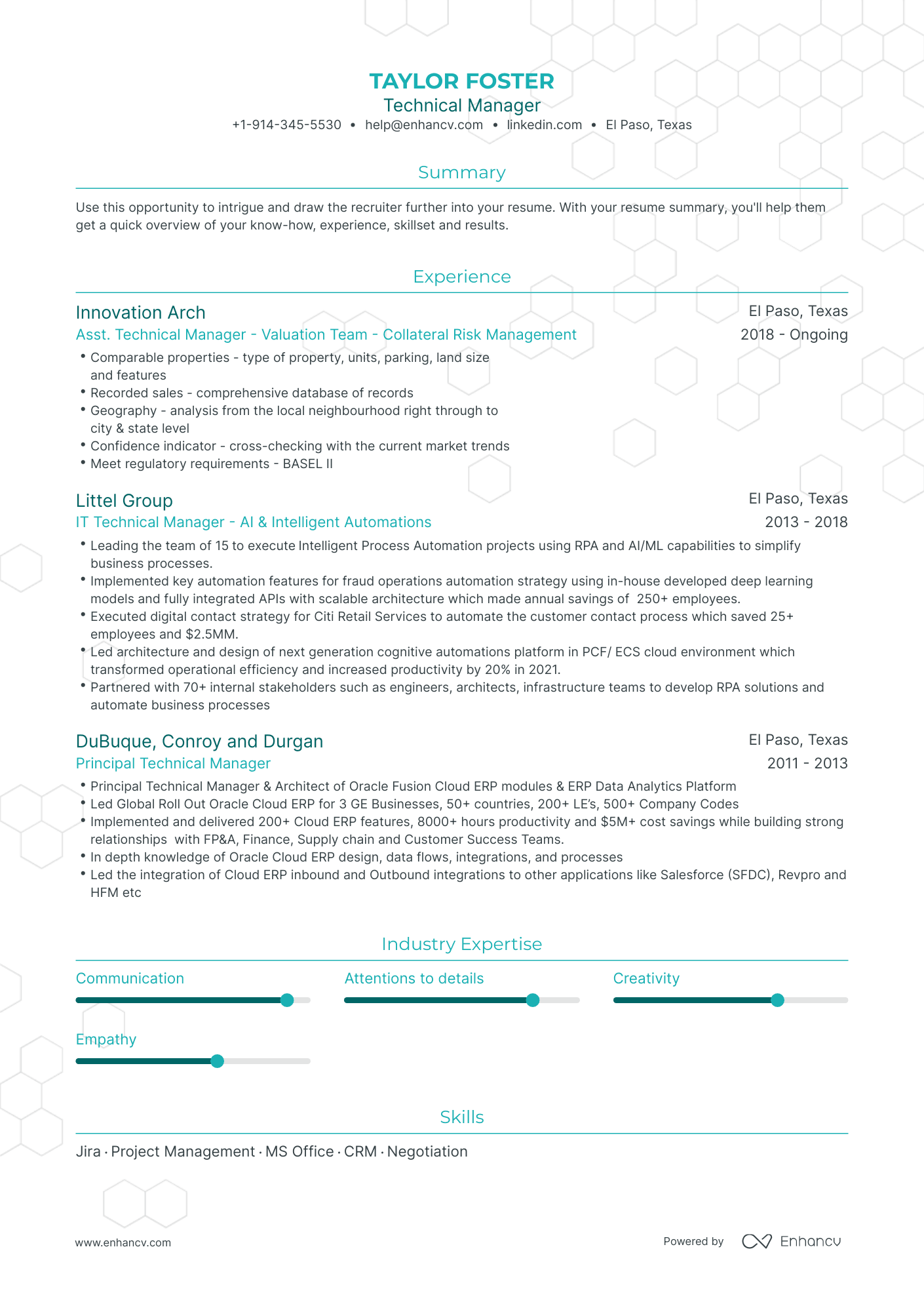 Technical Manager Resume Examples & Guide for 2023 (Layout, Skills ...