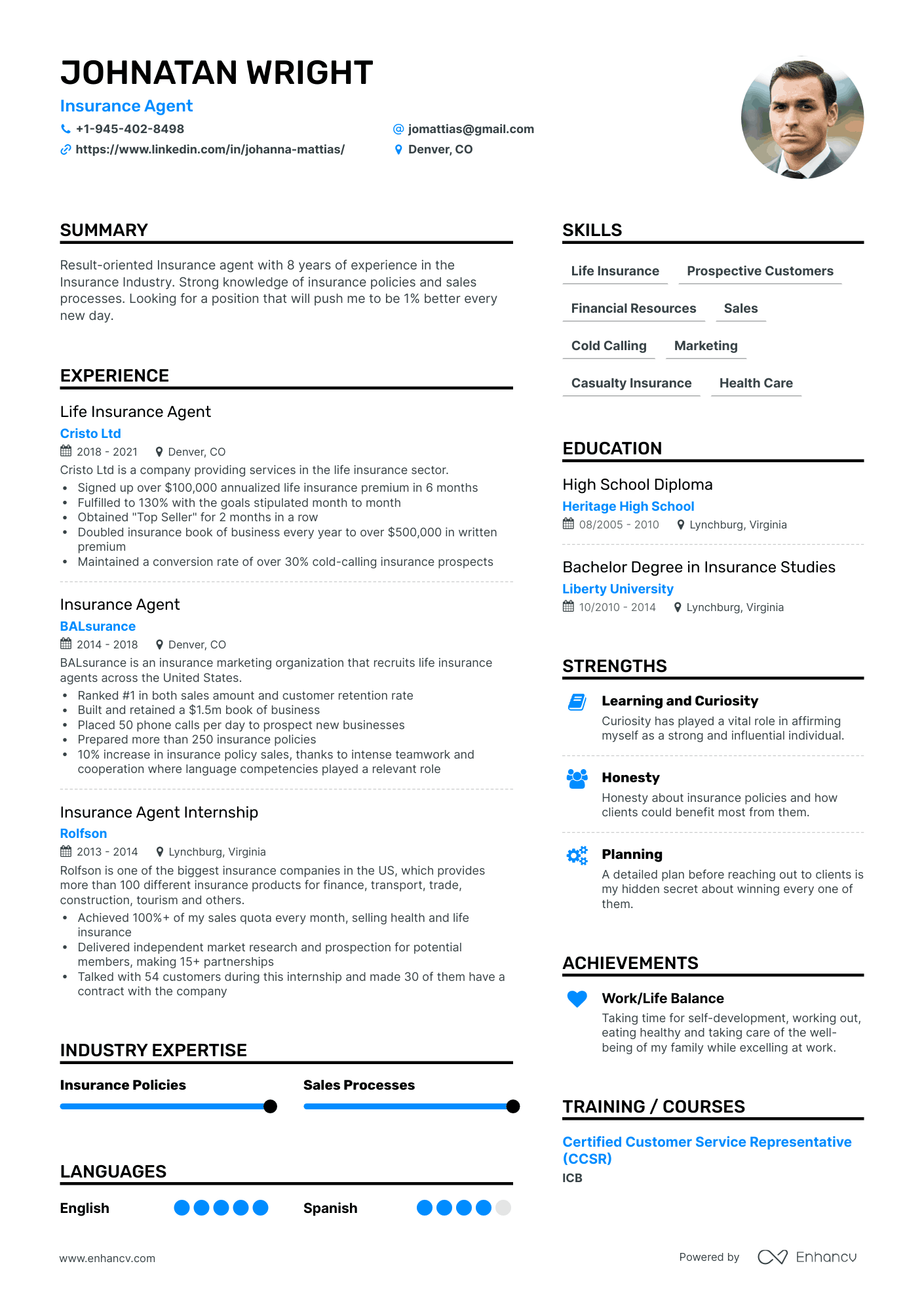 5 Insurance Agent Resume Examples & Guide for 2024