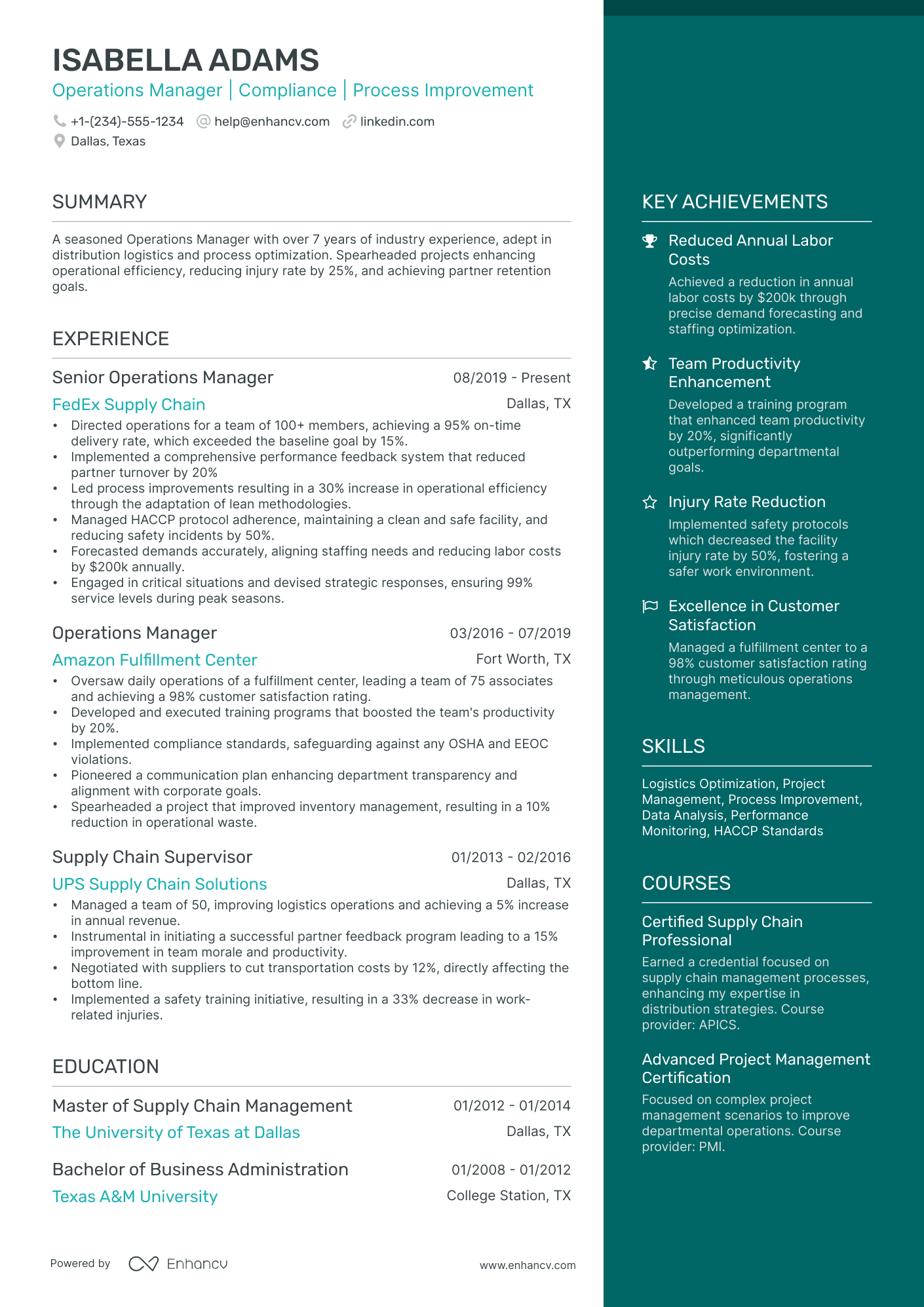 10 Transportation Operations Manager Resume Examples & Guide for 2025