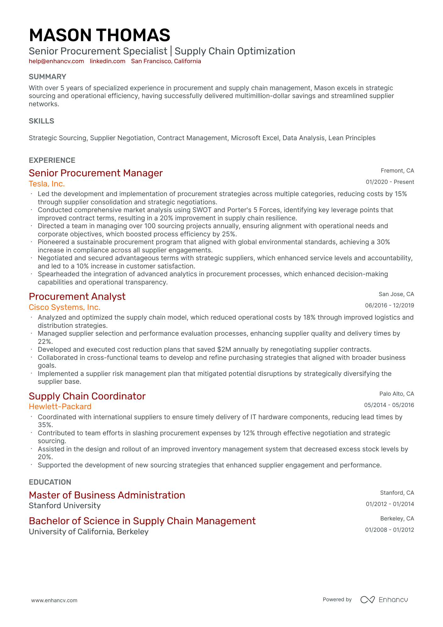 5 Procurement Manager Resume Examples & Guide for 2024
