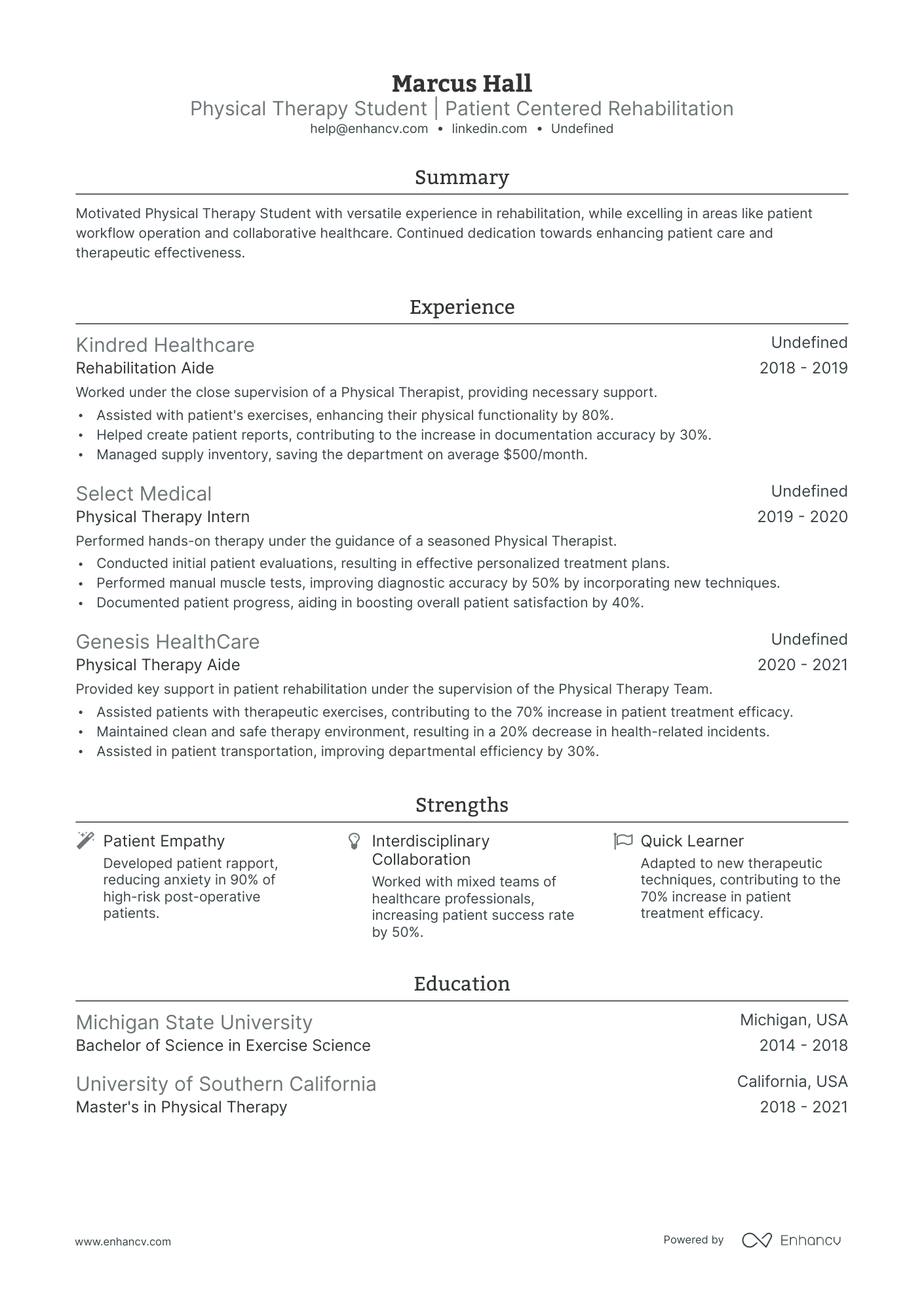 5 Physical Therapy Student Resume Examples & Guide for 2024