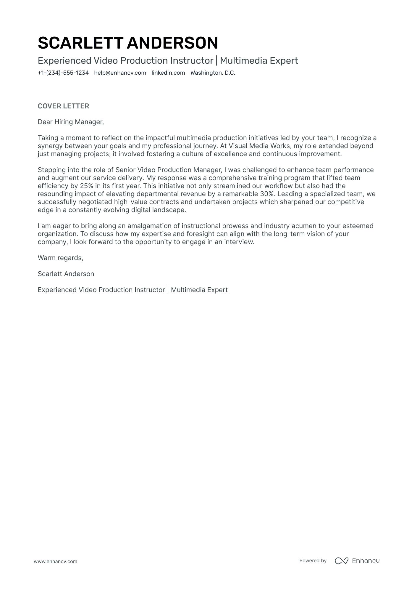 8 Professional Filmmaker Cover Letter Examples and Template for 2024 ...