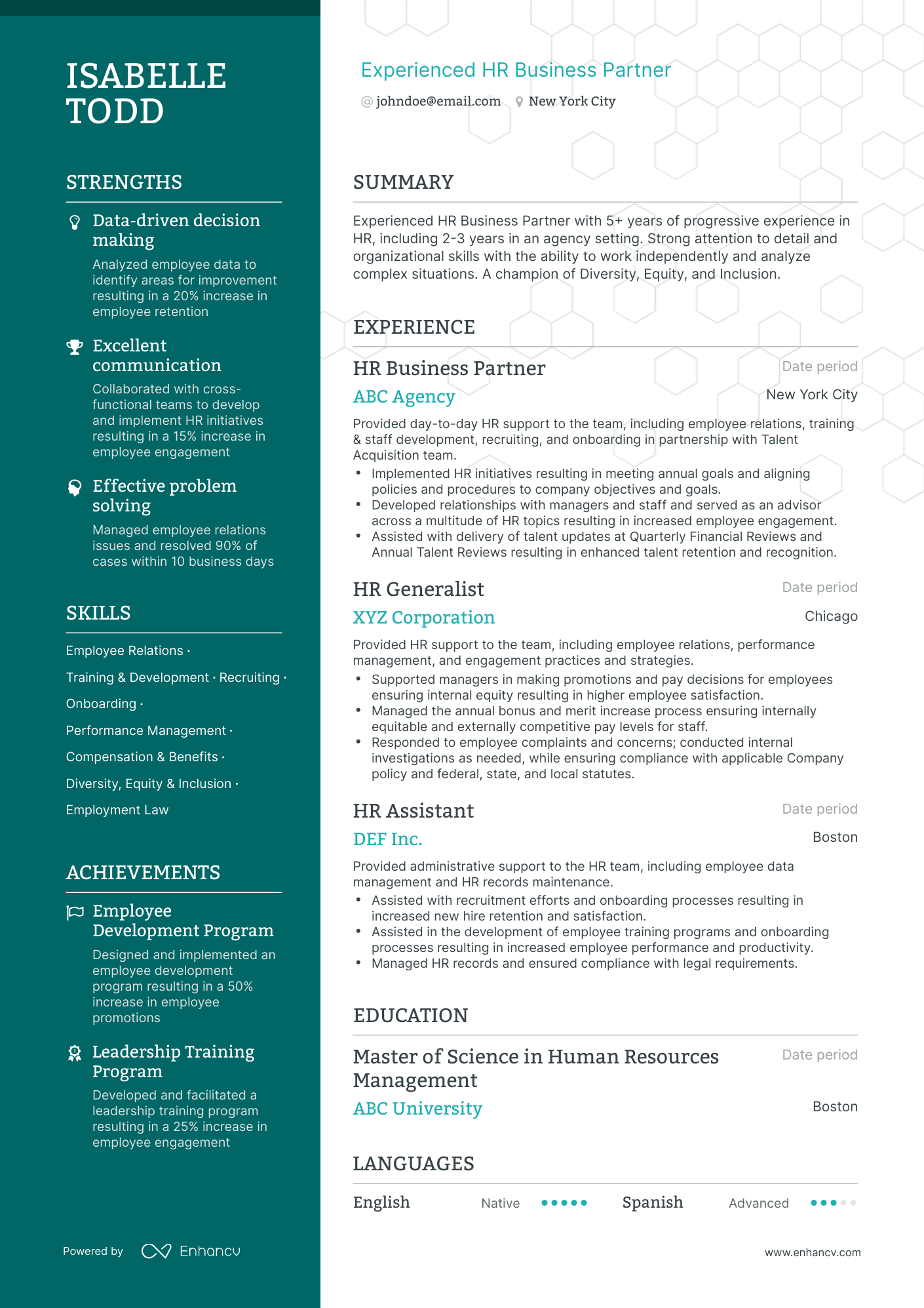5 HR Business Partner Resume Examples & Guide for 2023