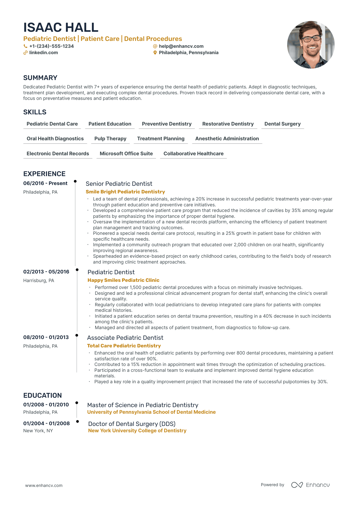 5 Pediatric Dentist Resume Examples & Guide for 2024