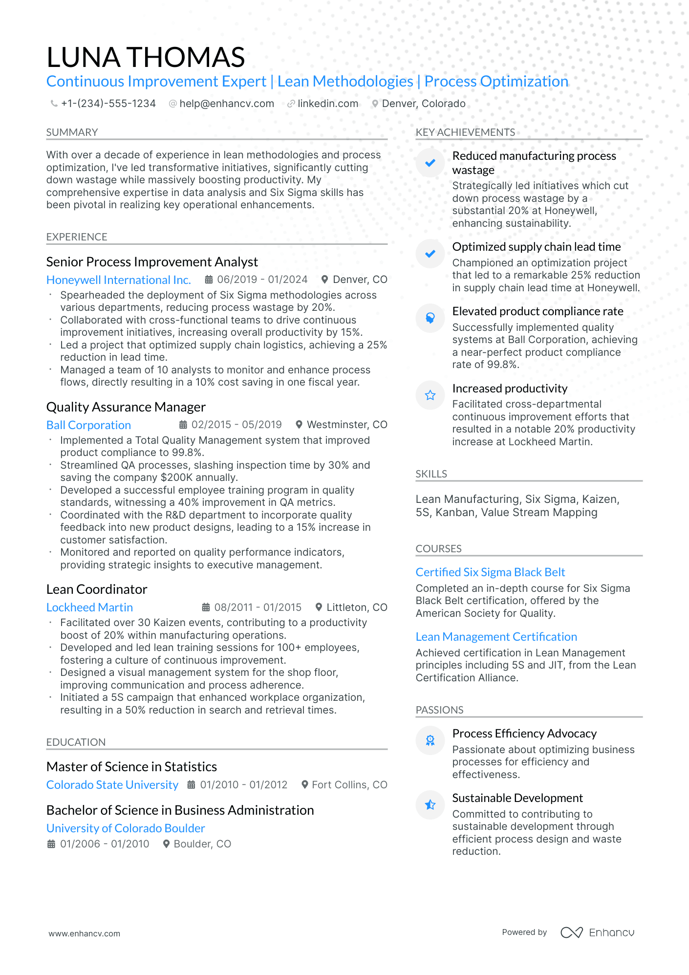 10 Continuous Improvement Manager Resume Examples & Guide for 2026