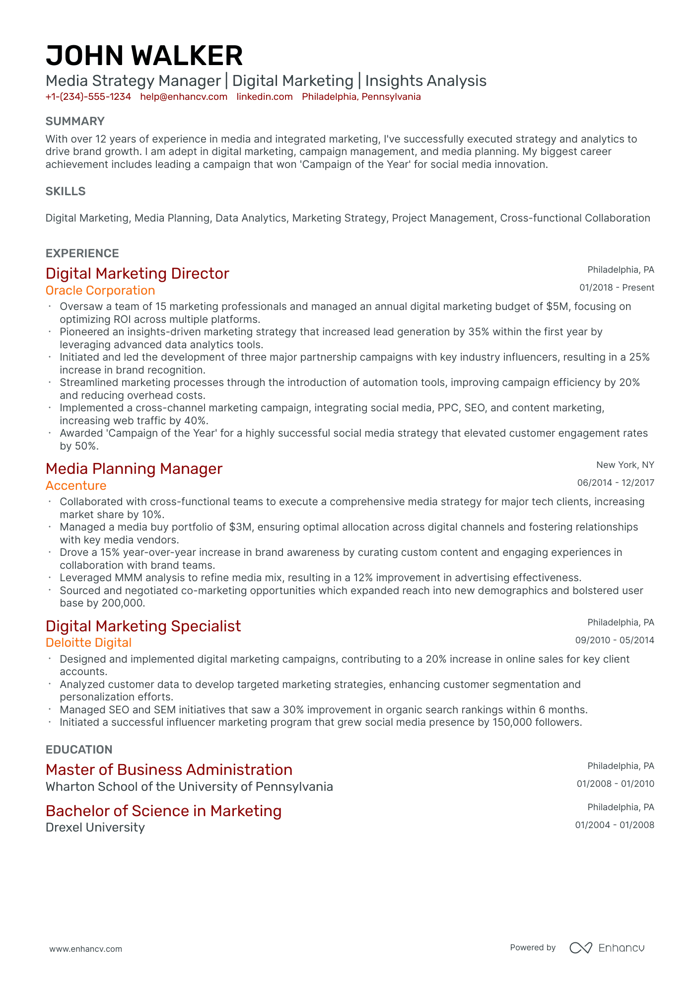 10 Media Manager Resume Examples & Guide for 2026