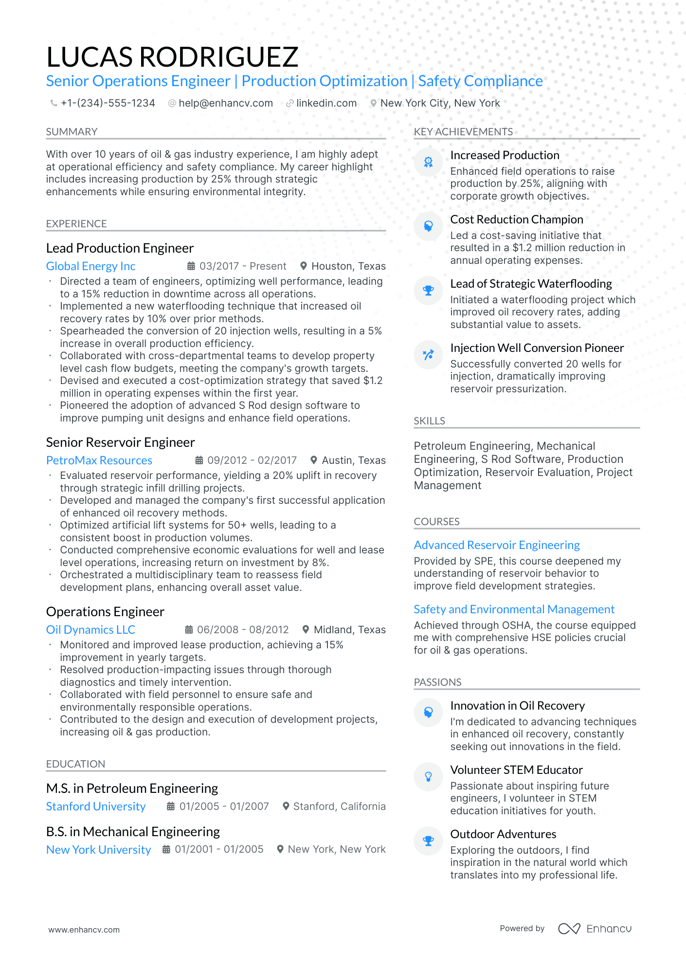 10 Petroleum Engineer Resume Examples & Guide for 2026