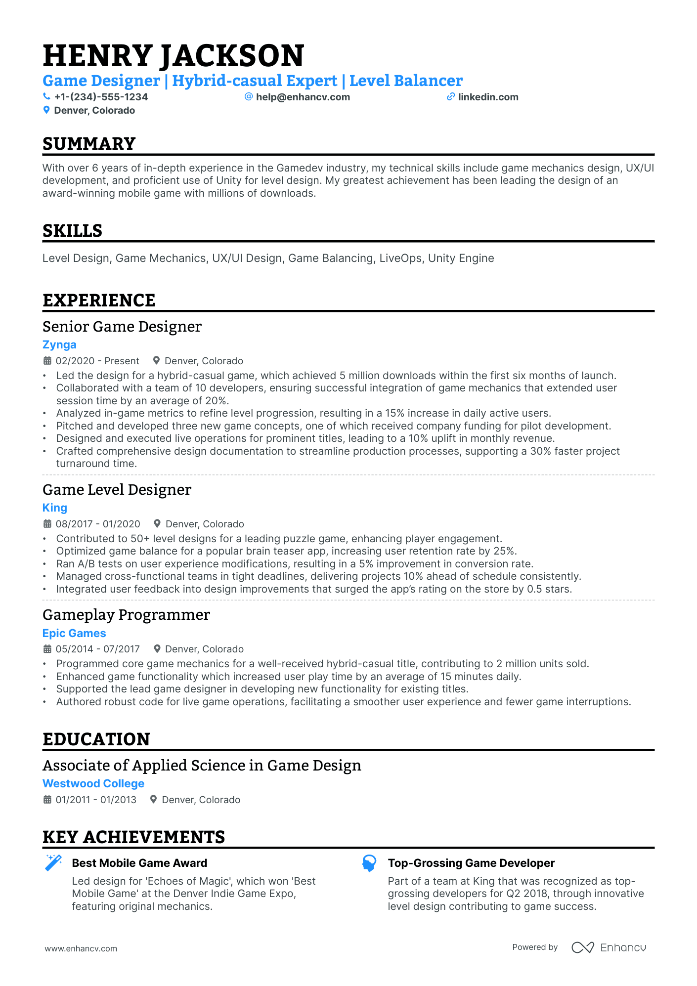 10 Game Designer Resume Examples & Guide for 2025
