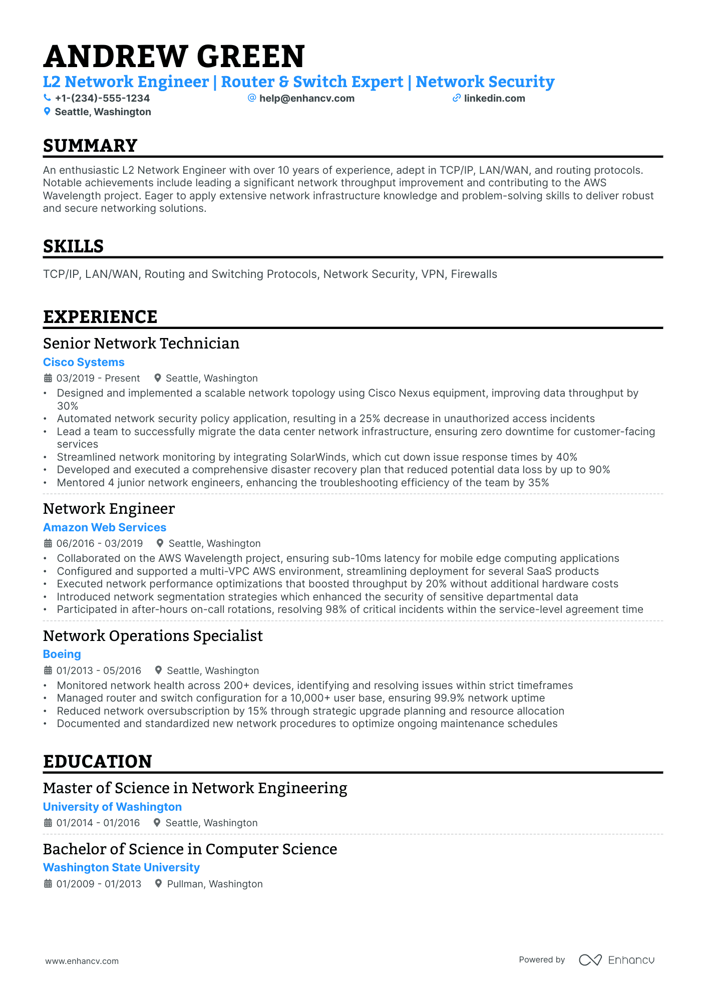 10 L2 Network Engineer Resume Examples & Guide for 2026