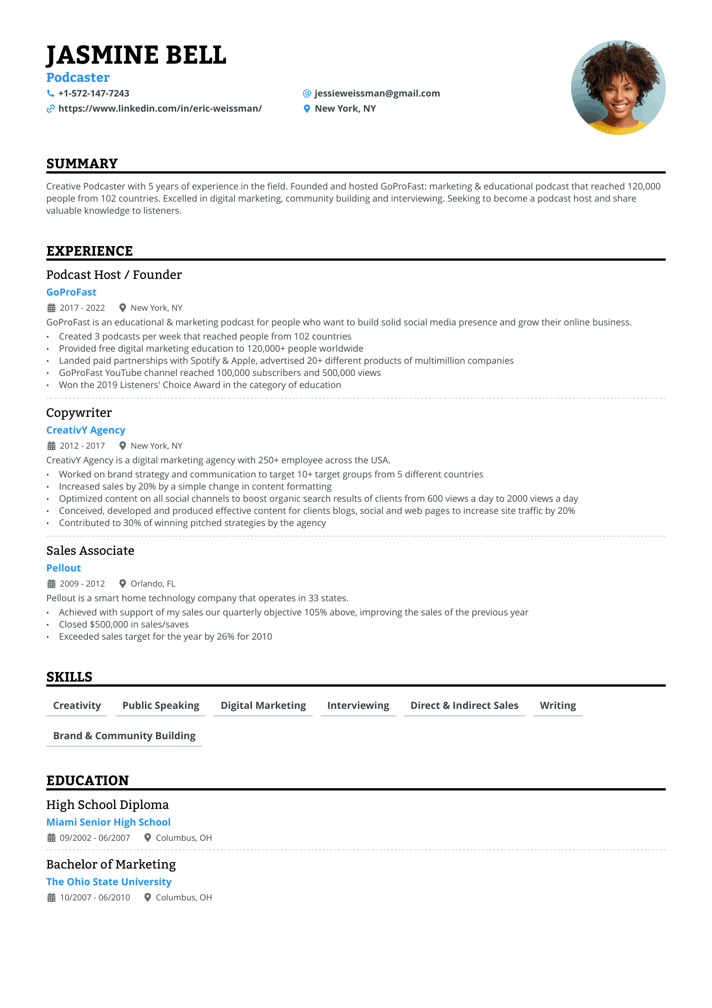 5 Podcaster Resume Examples & Guide for 2024
