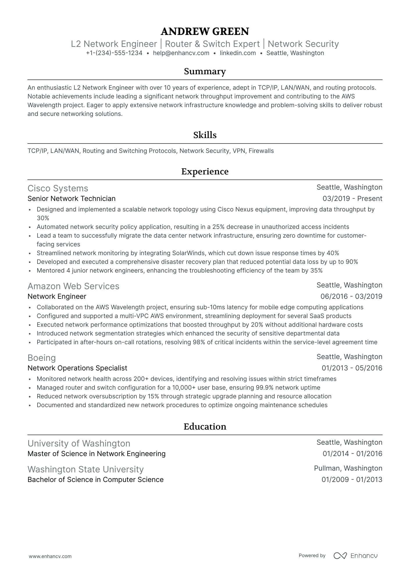10 L2 Network Engineer Resume Examples & Guide for 2026