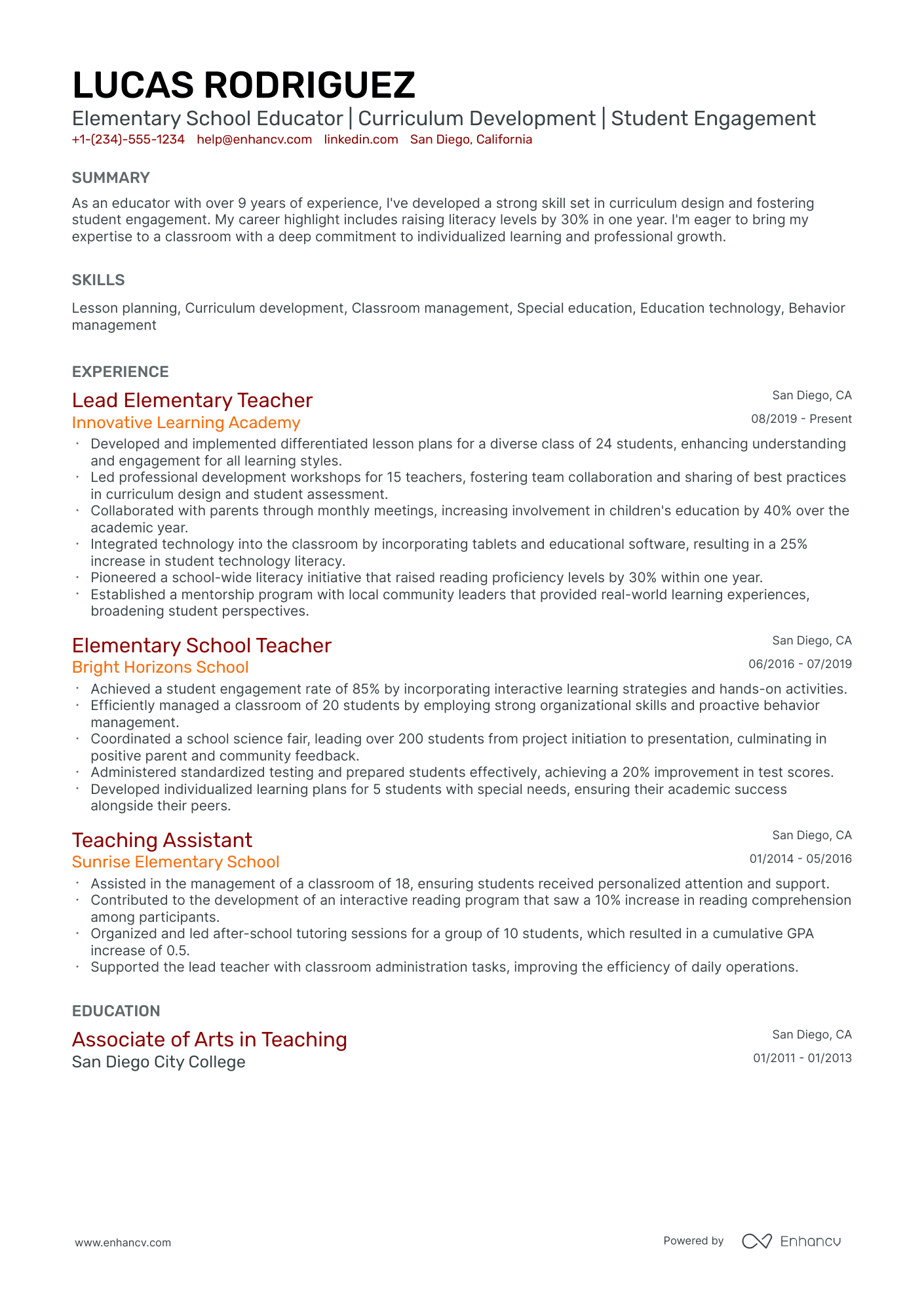 10 First Grade Teacher Resume Examples & Guide for 2026