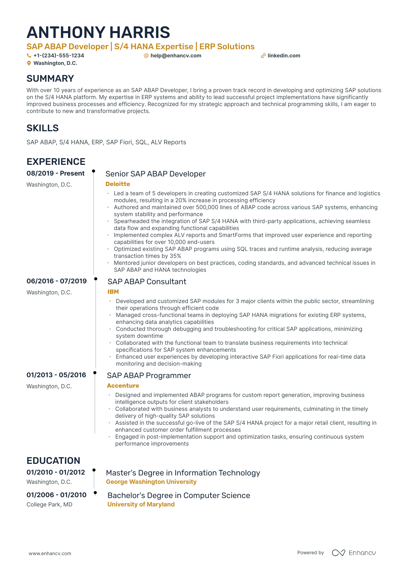 10 SAP ABAP Developer Resume Examples & Guide for 2026