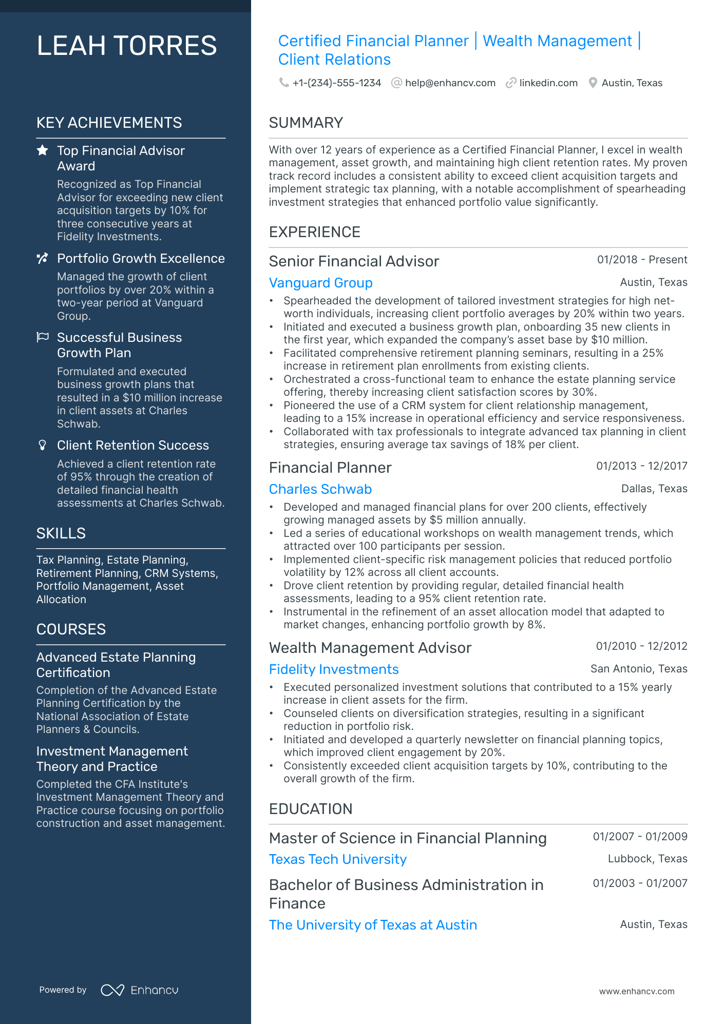 10 Certified Financial Planner Resume Examples & Guide for 2026