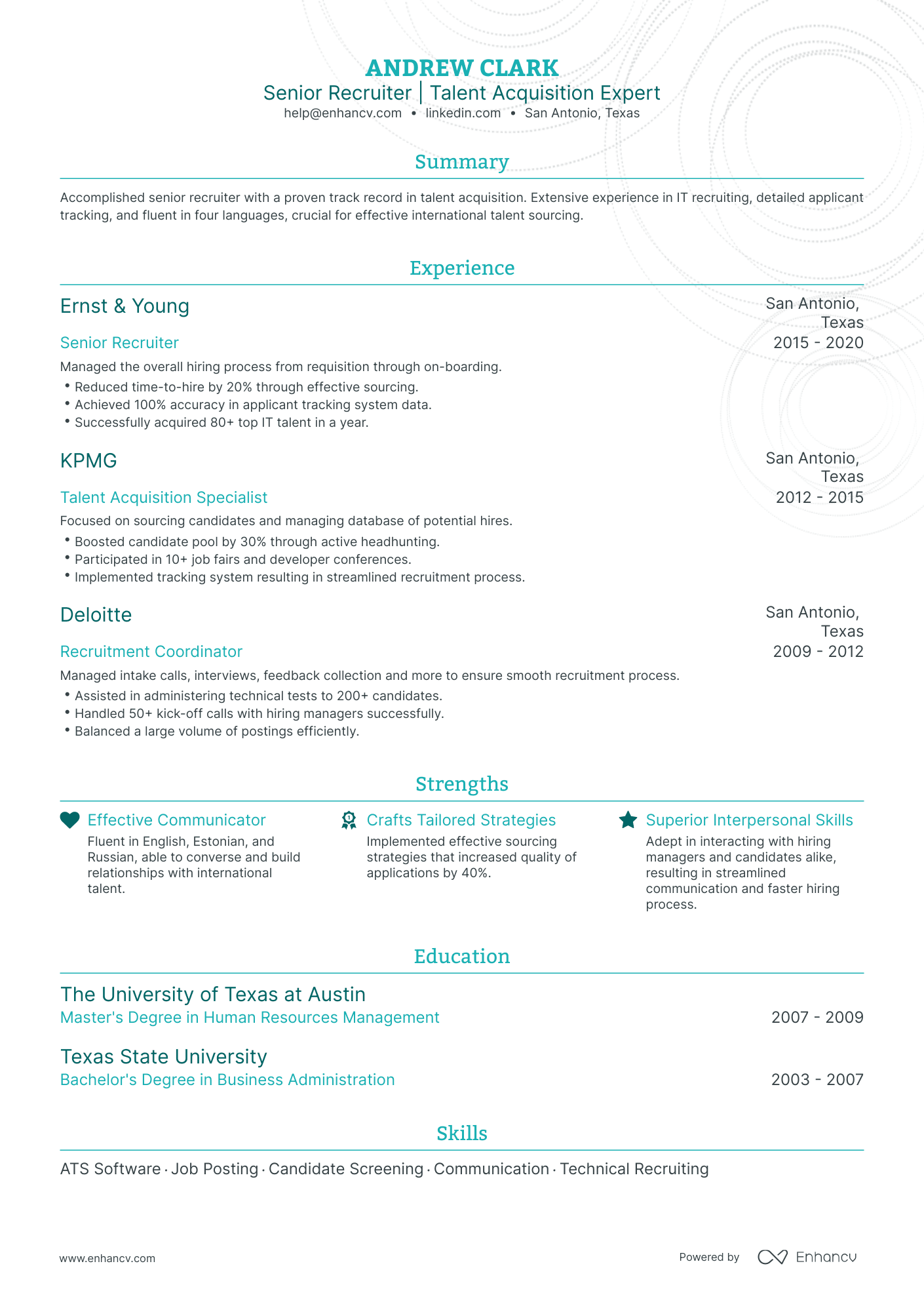 5 Senior Recruiter Resume Examples & Guide for 2024