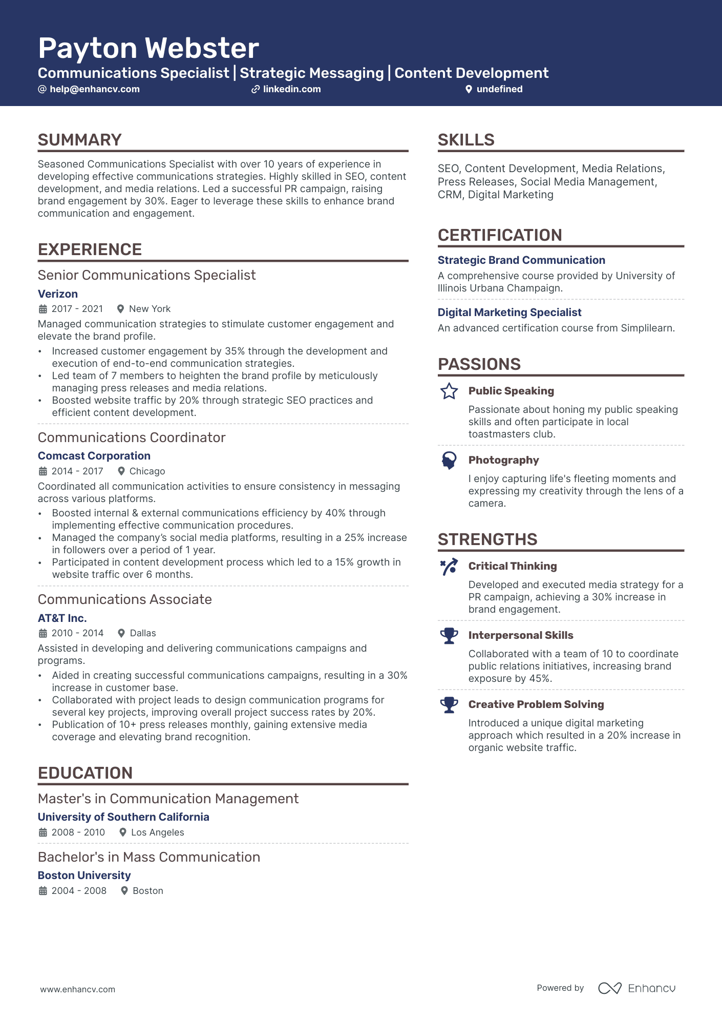 10 Communications Specialist Resume Examples & Guide for 2026