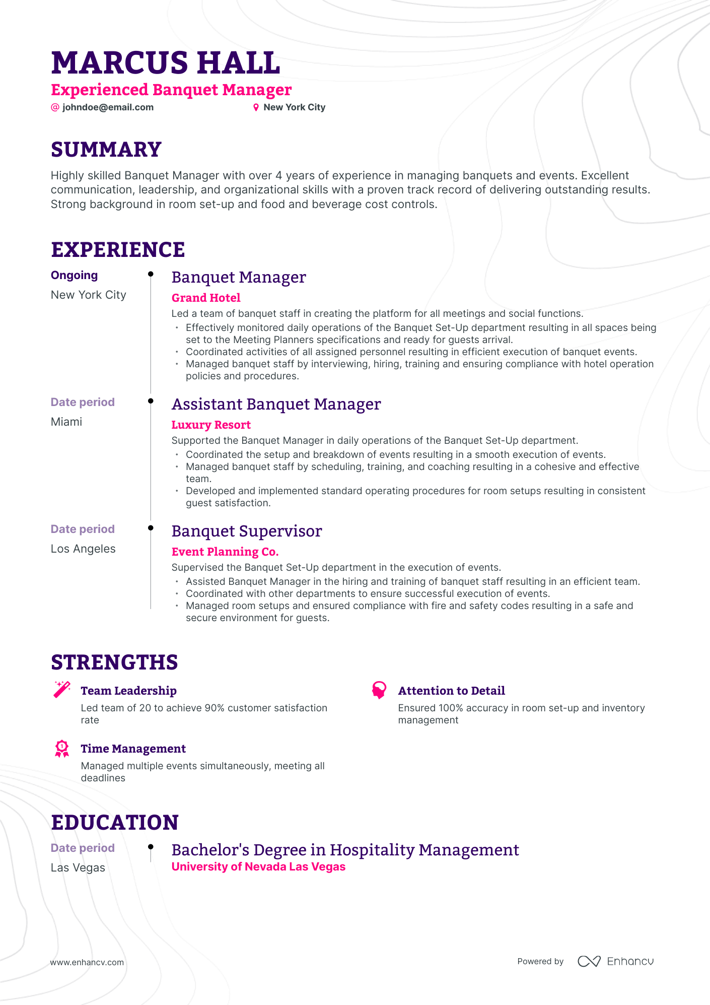 5 Banquet Manager Resume Examples & Guide for 2024