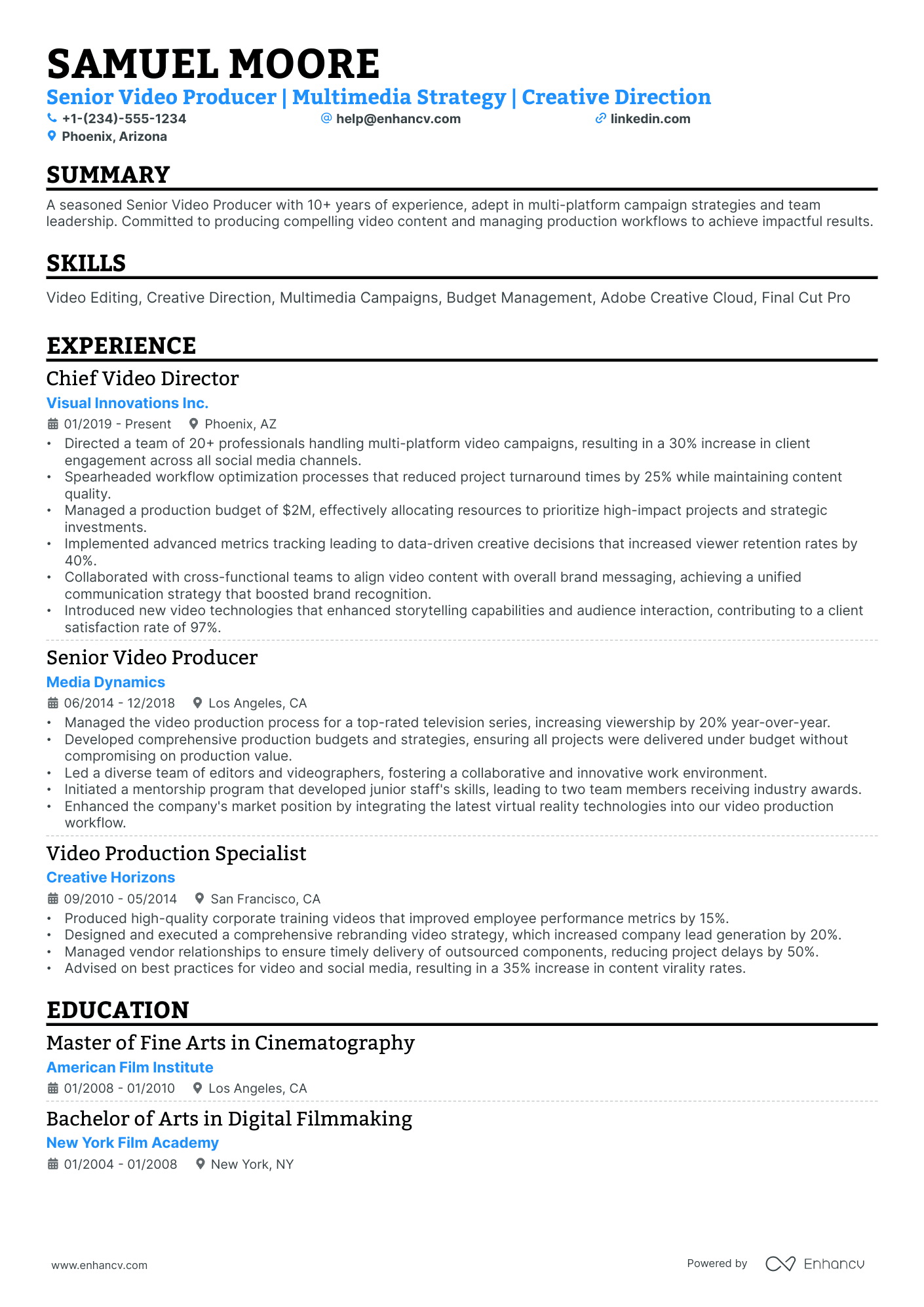 10 Video Production Manager Resume Examples & Guide for 2026