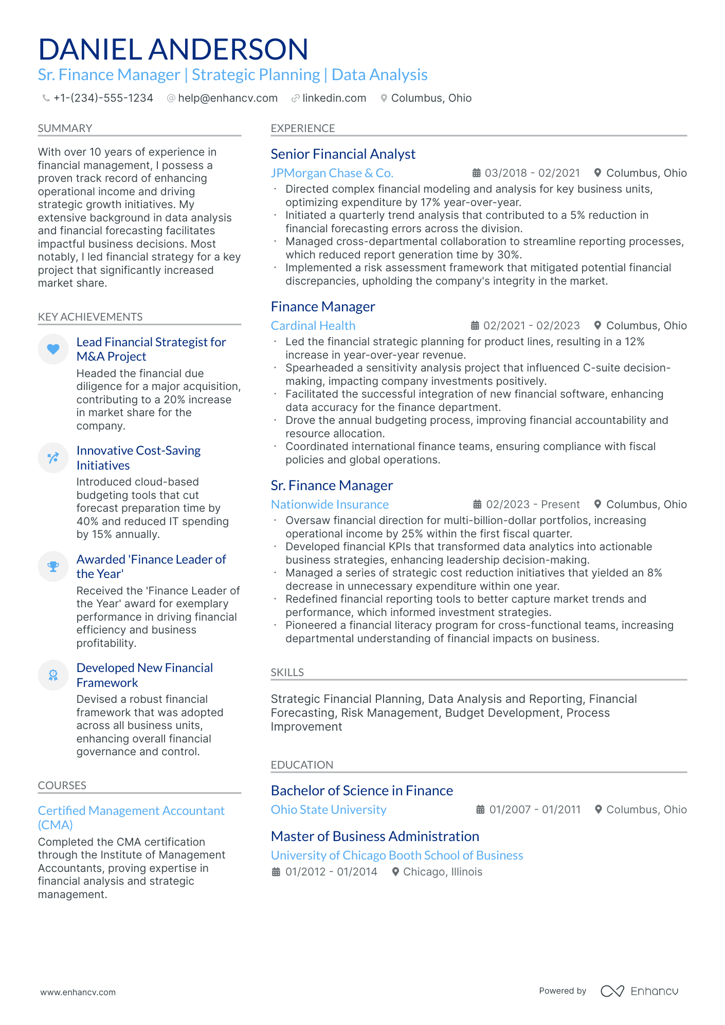 10 Senior Finance Manager Resume Examples & Guide for 2025