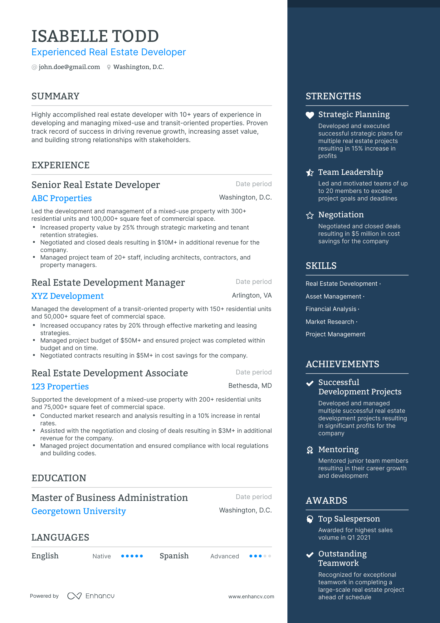 5 Real Estate Developer Resume Examples & Guide for 2024