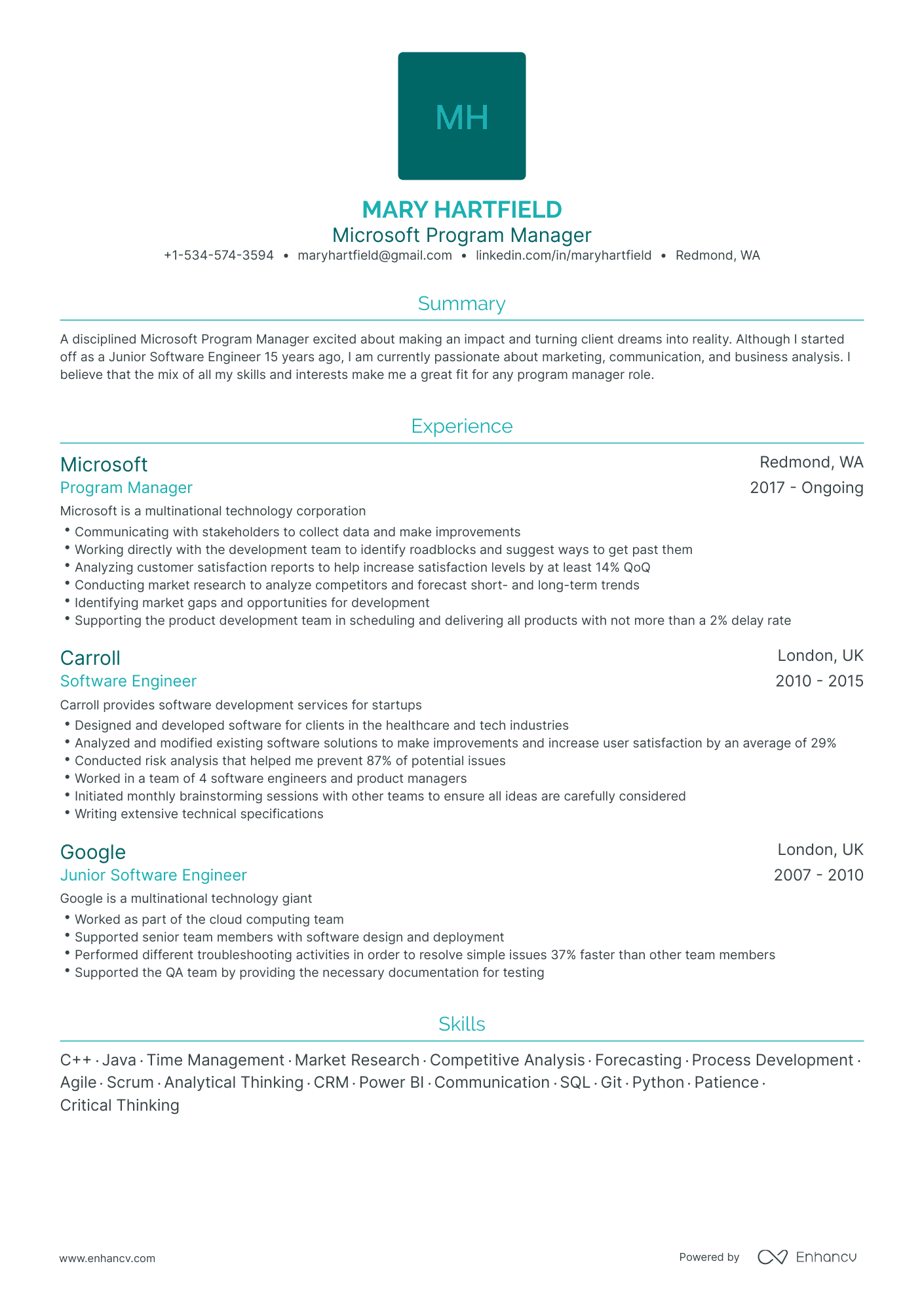 5 Microsoft Program Manager Resume Examples & Guide for 2023
