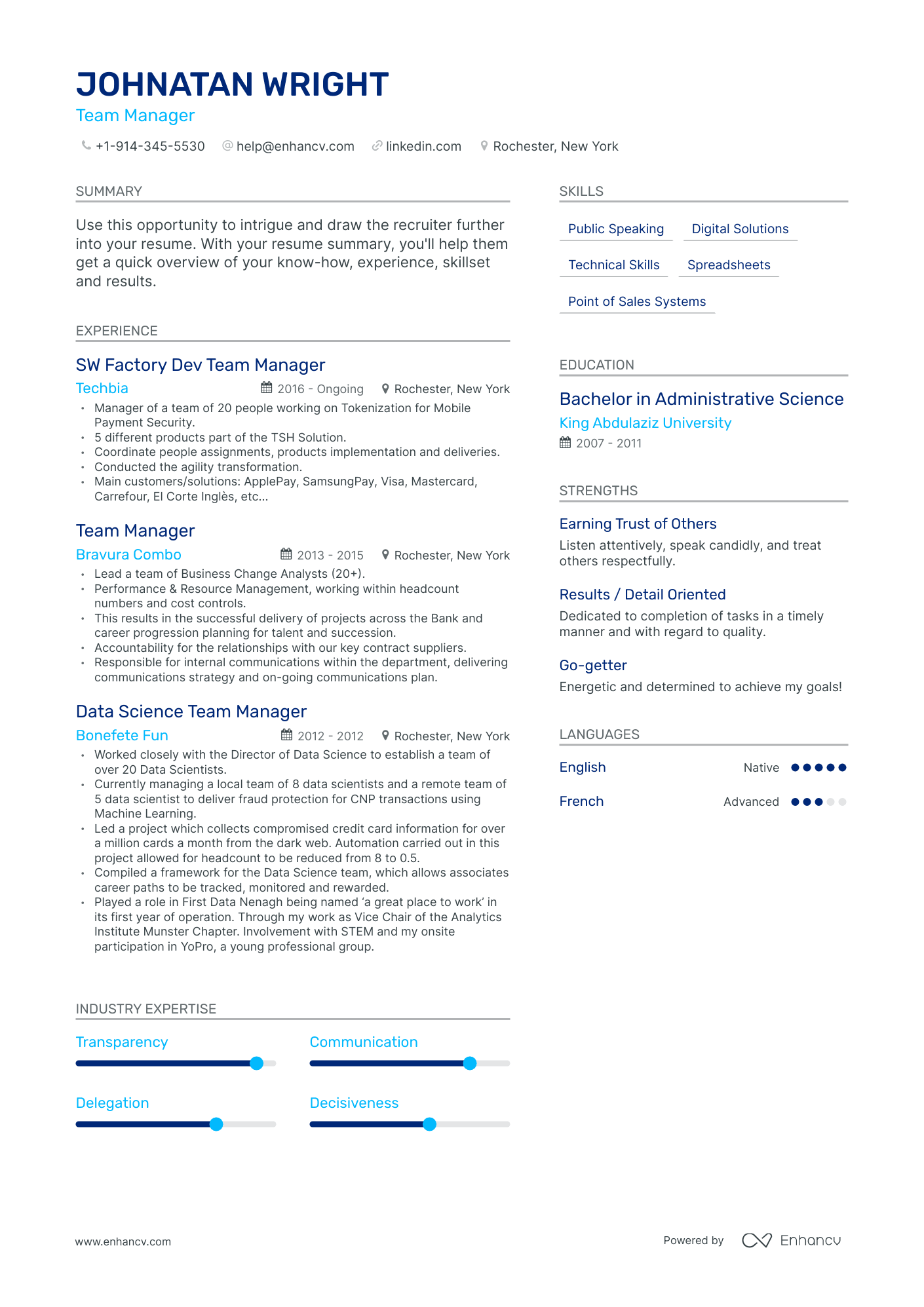 Team Manager Resume Examples & Guide for 2023 (Layout, Skills, Keywords ...