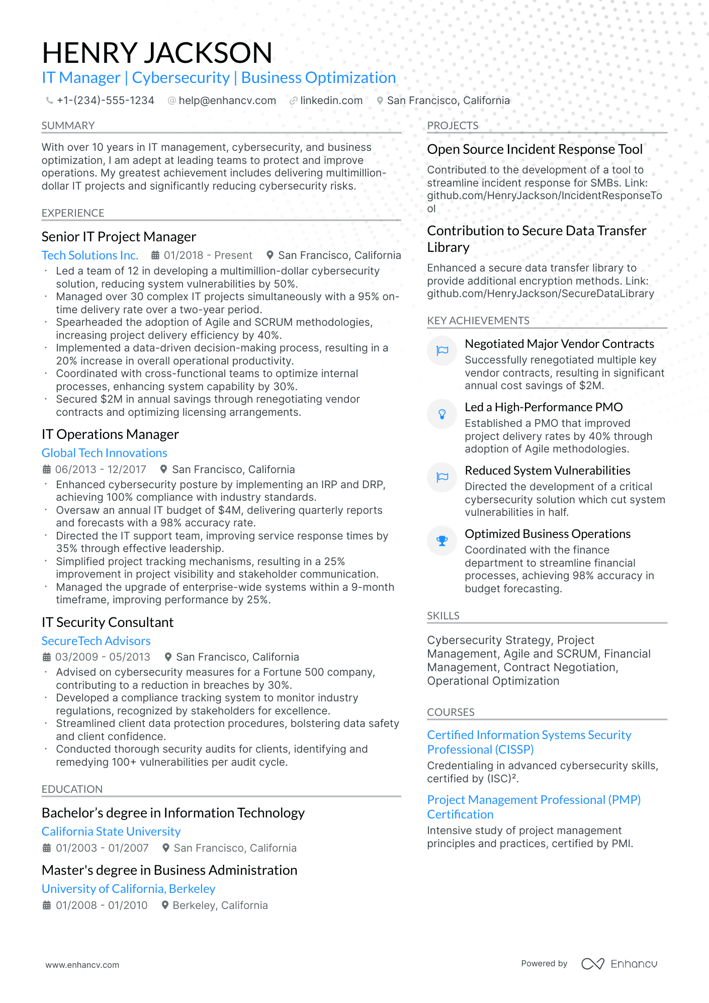 10 Technology Manager Resume Examples & Guide for 2025