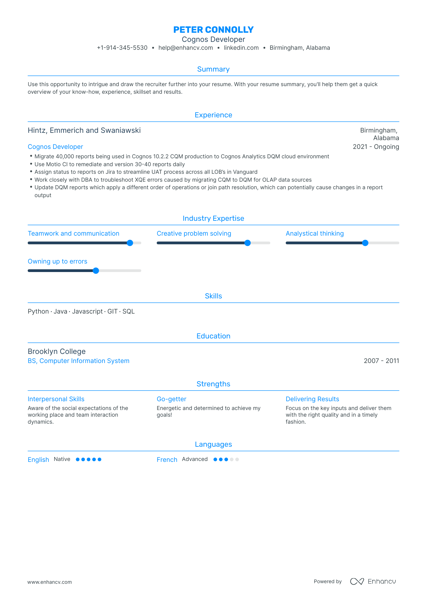 Cognos Developer Resume Examples & Guide for 2023 (Layout, Skills ...