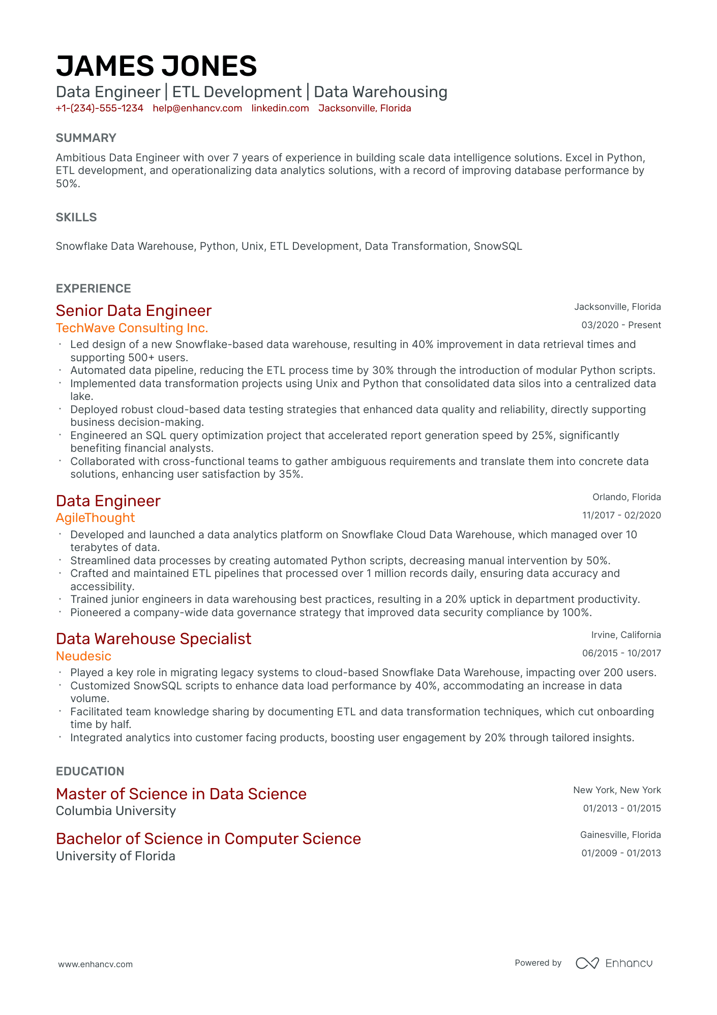 10 Snowflake Developer Resume Examples & Guide for 2026