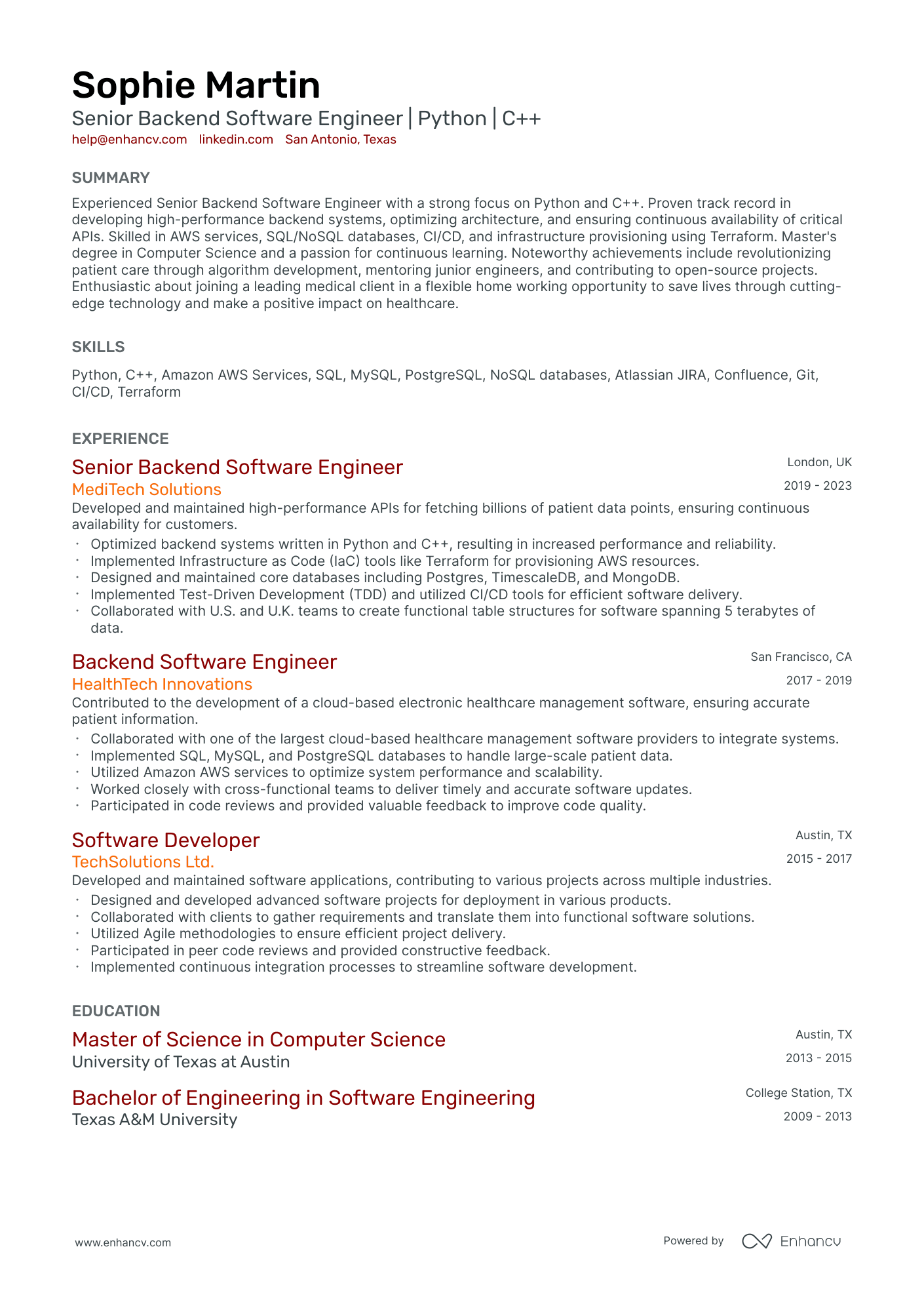 10 Backend Engineer Resume Examples & Guide for 2026