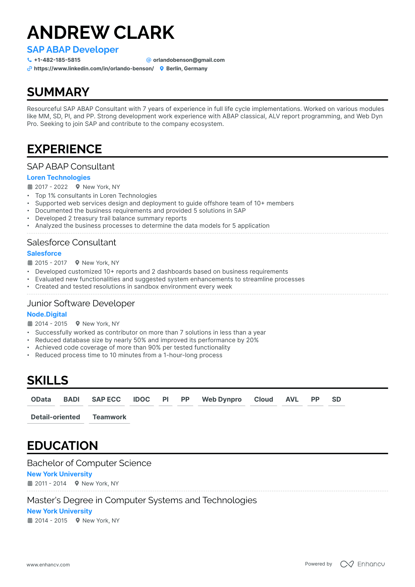 5 SAP Resume Examples & Guide for 2025