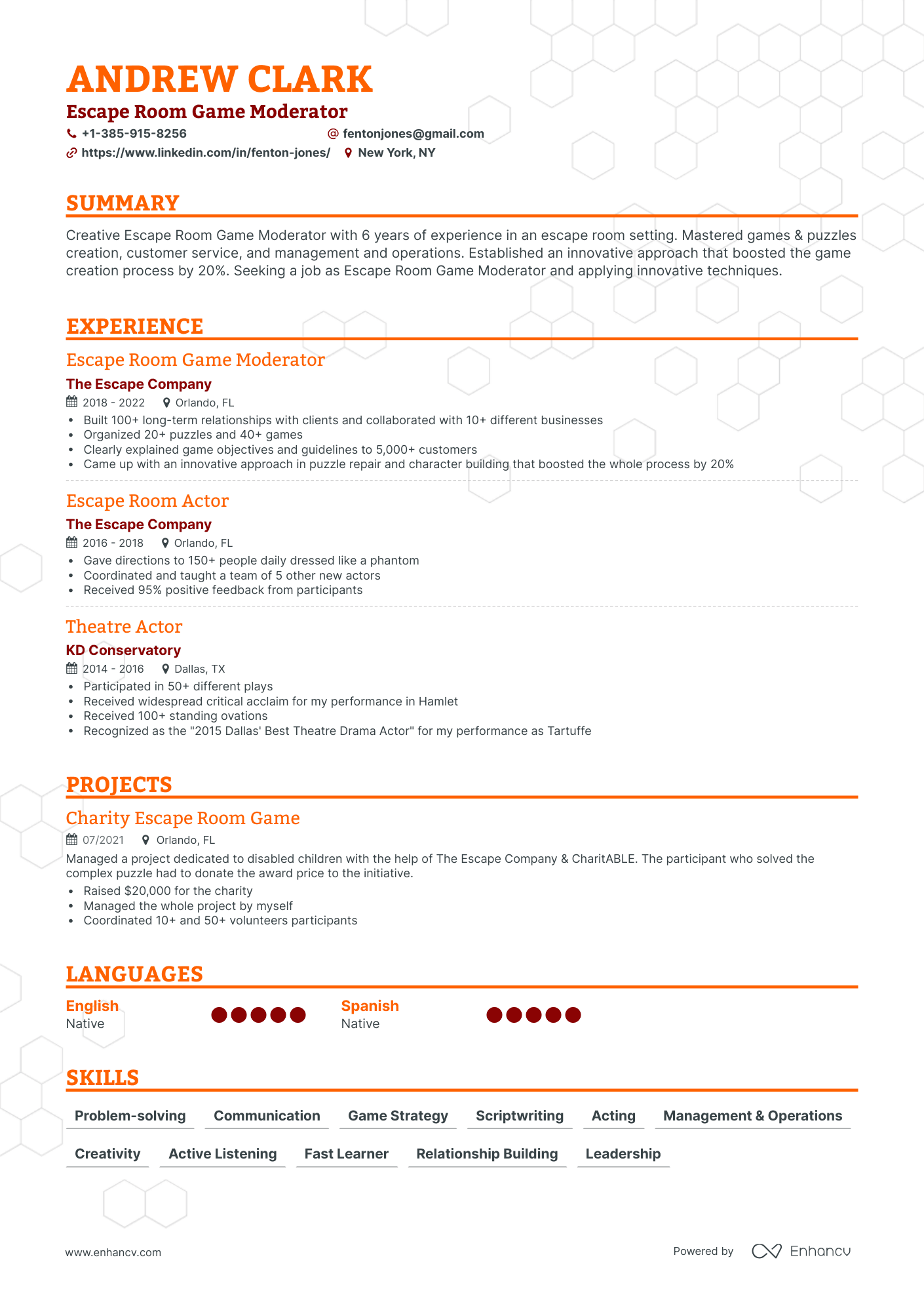 5 Escape Room Resume Examples & Guide for 2024