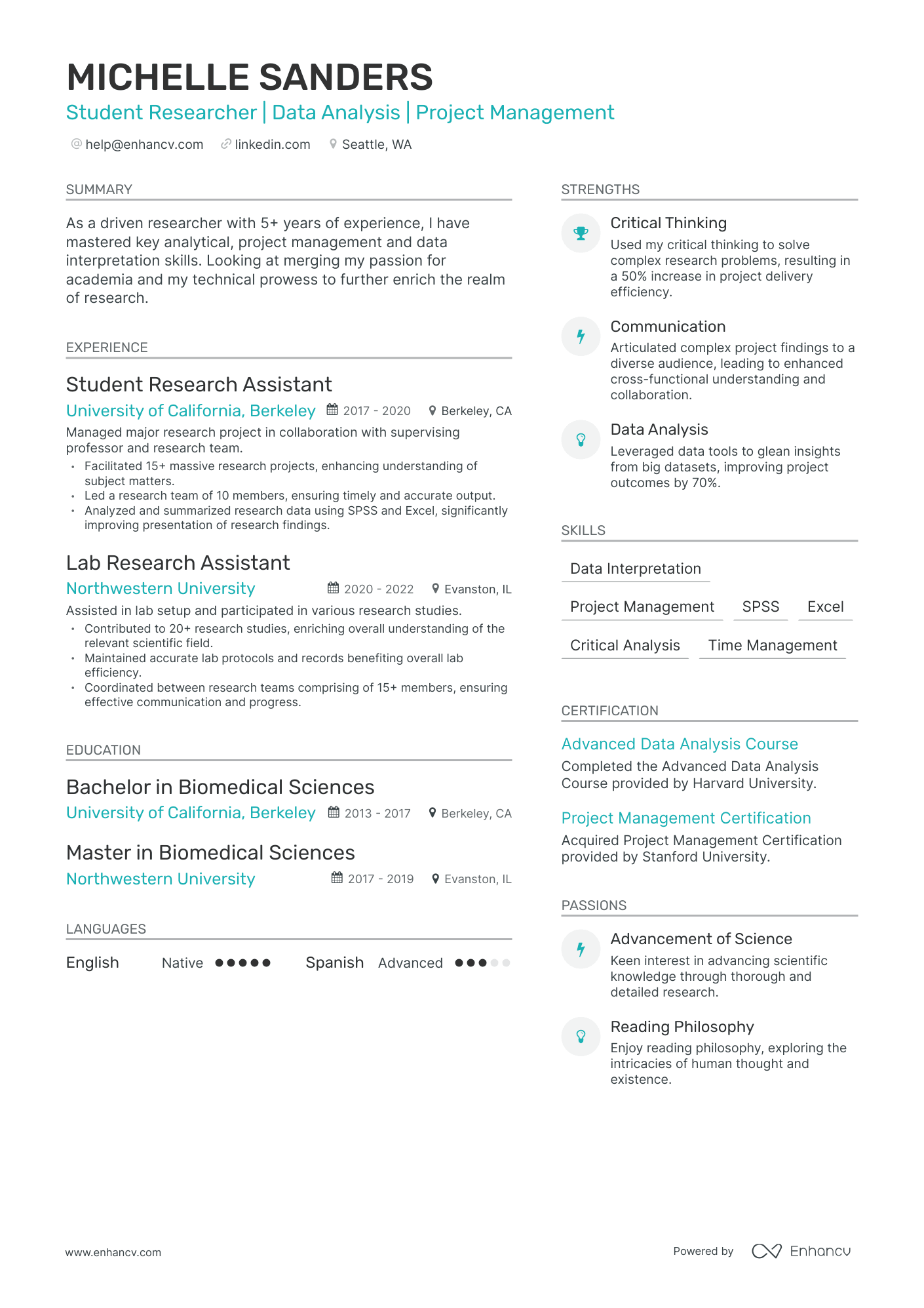 5 Student Researcher Resume Examples & Guide for 2024