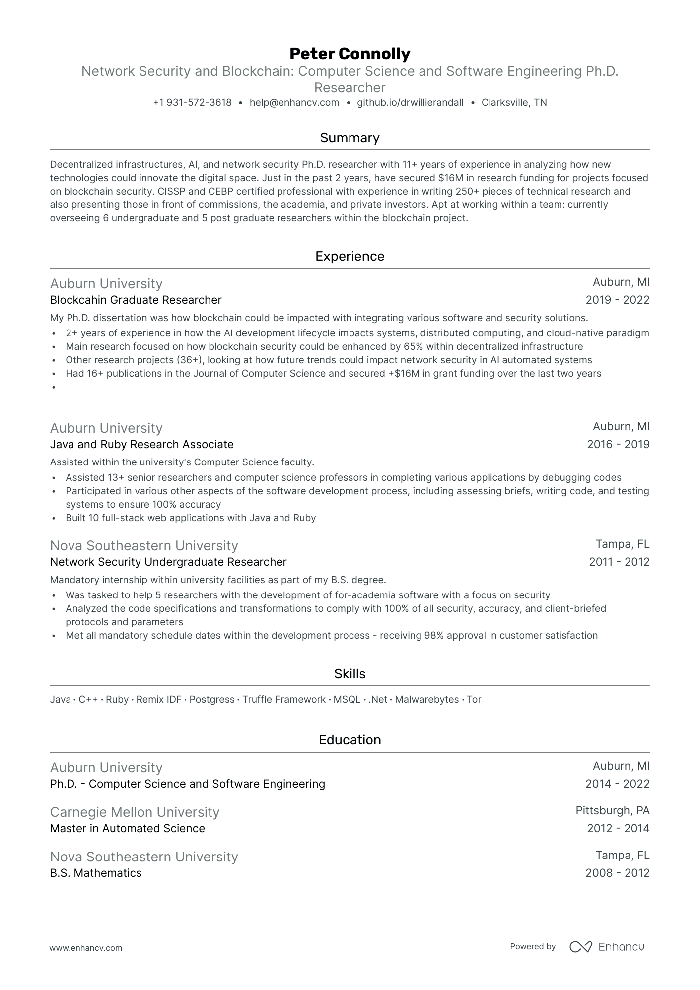 9 PhD Resume Examples & Guide for 2024