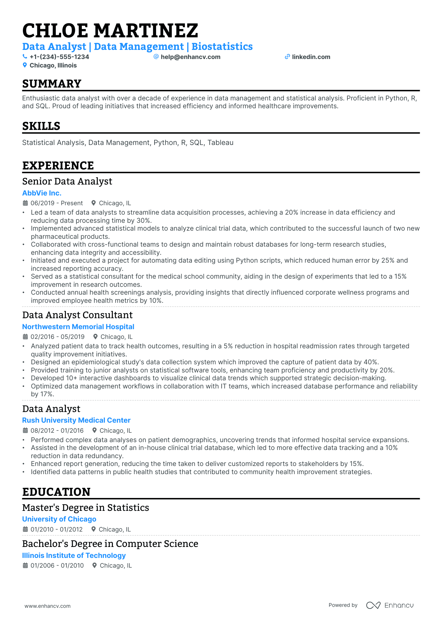 10 Statistical Data Analyst Resume Examples & Guide for 2025